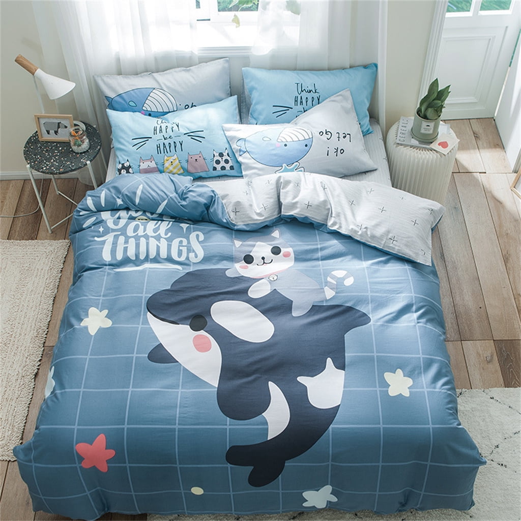 Cartoon Cute Animal Printed Duvet Cover Kids Bed Set Lovely Puppy/Kitty ...