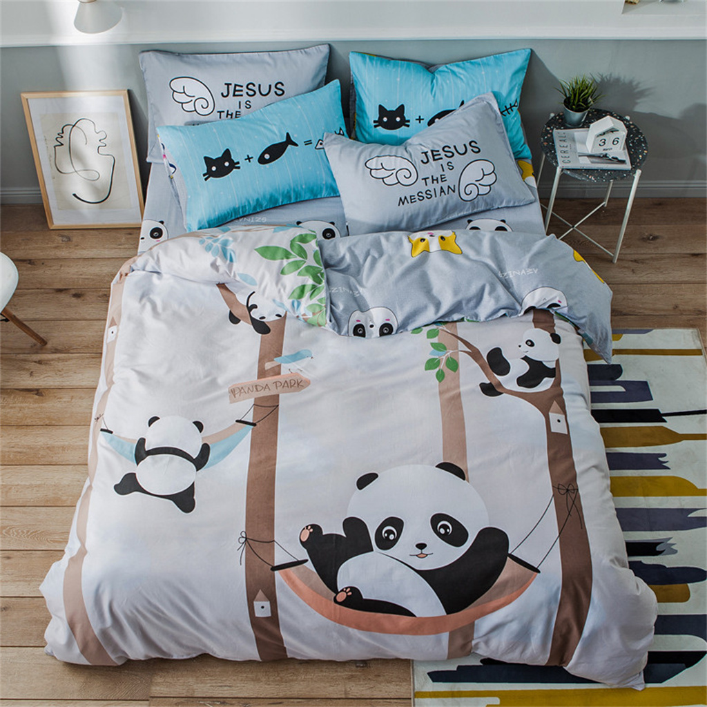 Cartoon Cute Animal Printed Duvet Cover Kids Bed Set Lovely Puppy/Kitty ...