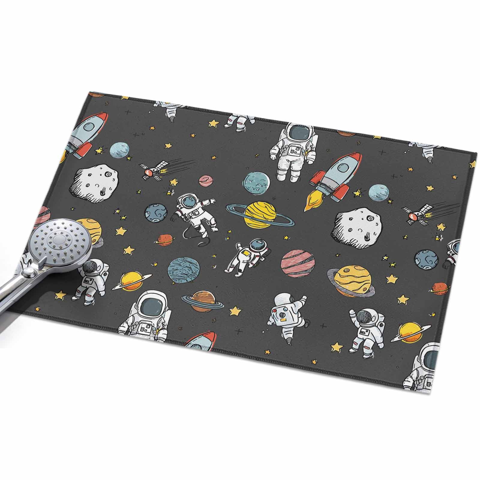 Cartoon Cute Astronauts 2x3ft Non Slip Area Rug Lovely Black Space ...