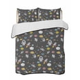 Cartoon Cute Astronauts 3 Piece Quilt Bedding Set with 2 Pillow Shams ...