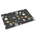 Cartoon Cute Astronauts Door Mat Lovely Black Space Spacecraft Rockets ...