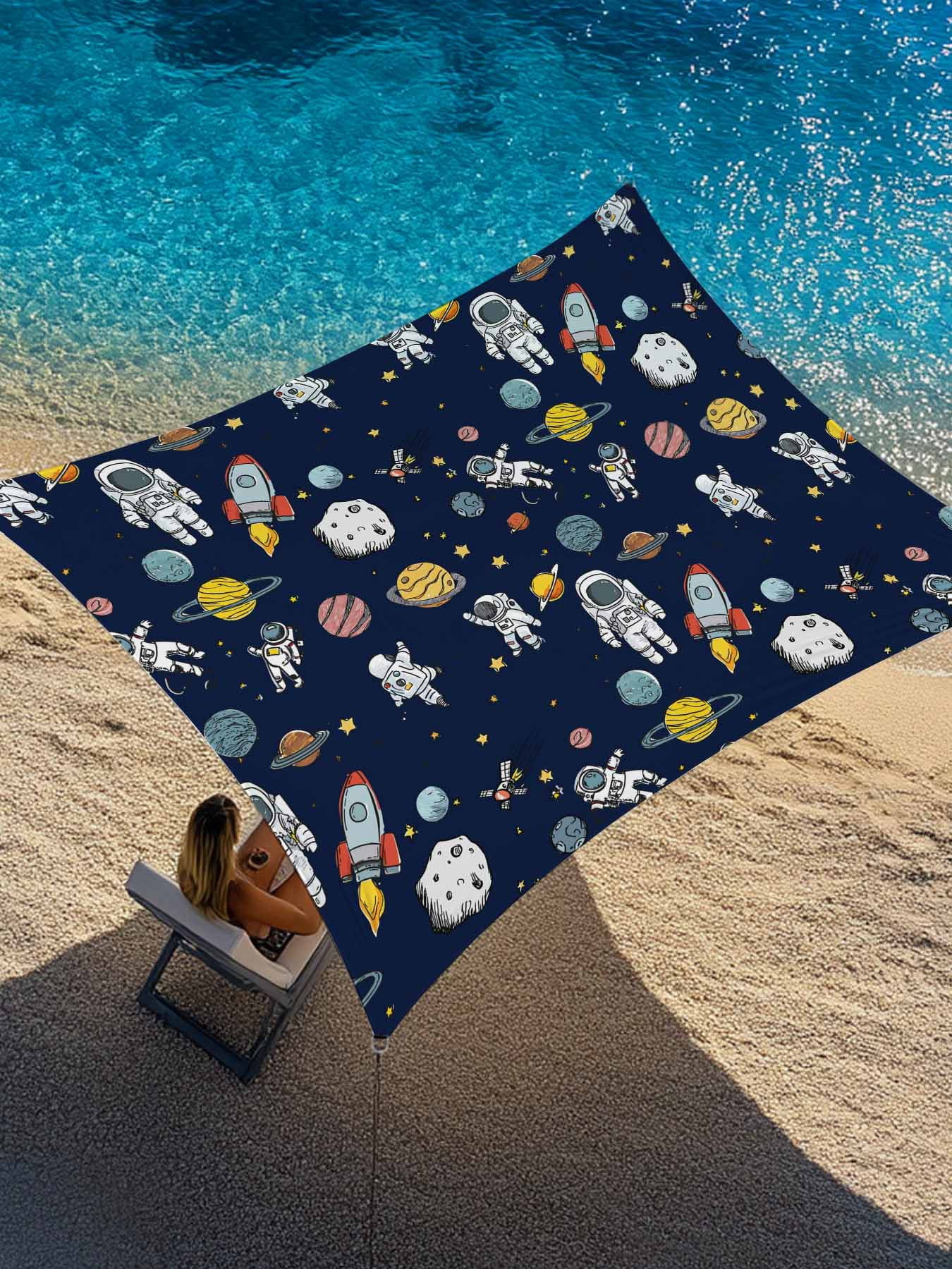 Cartoon Cute Astronauts Sun Shade Sail 12' x 16', Lovely Blue Space ...