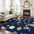 Cartoon Cute Astronauts Washable Area Rug 5x8 Lovely Blue Space ...