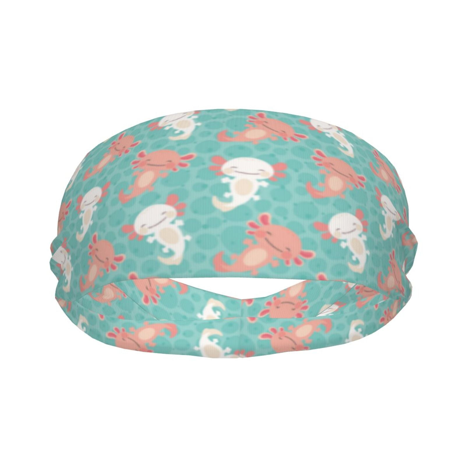 Cartoon Cute Axolotl Green Headbands for Women/Men, Elastic Wide Soft ...