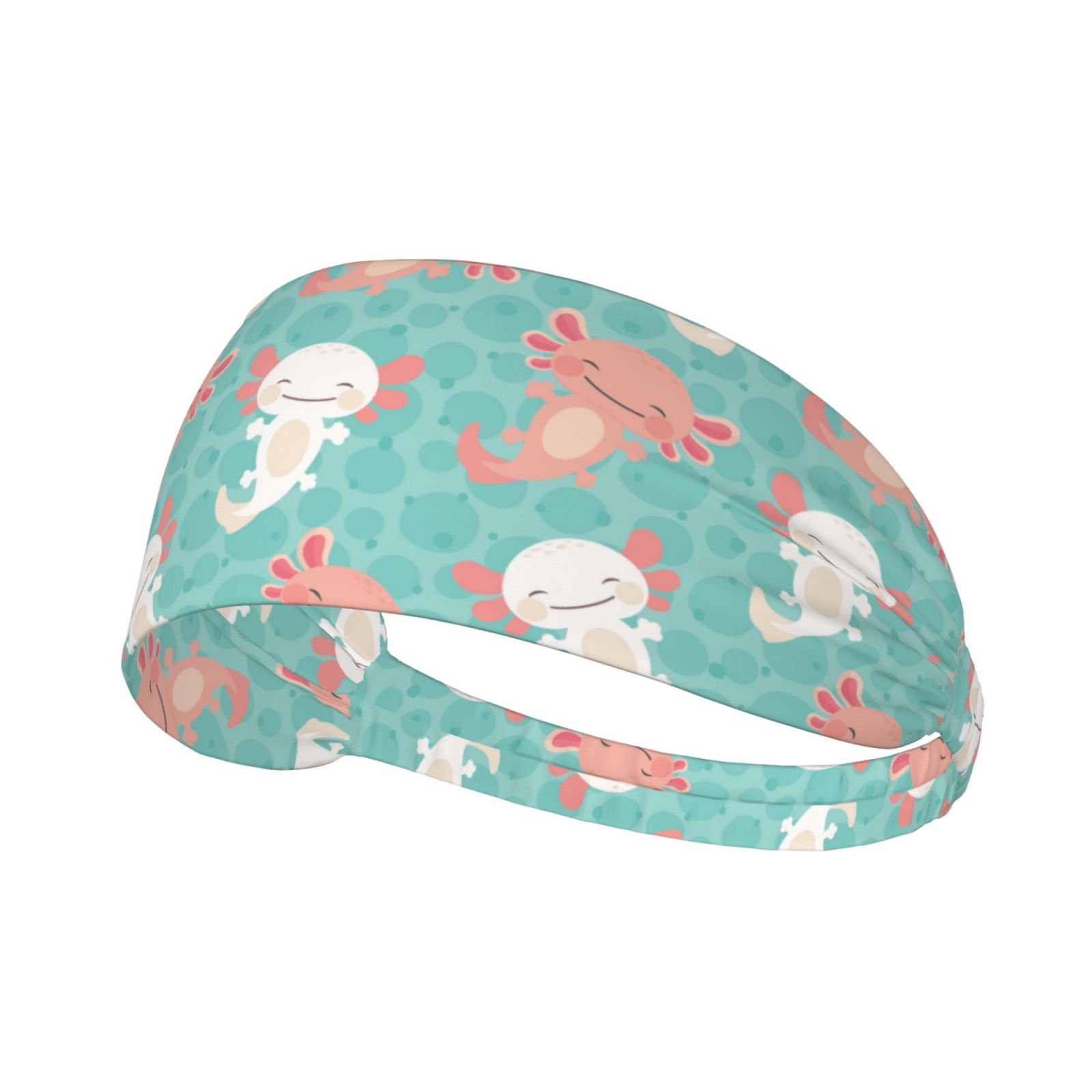 Cartoon Cute Axolotl Green Headbands for Women Men, Workout Elastic ...