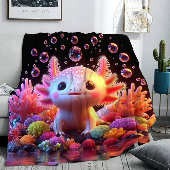 Cartoon Cute Axolotl Pattern Blanket, 1 Count Soft Warm Throw Blanket ...