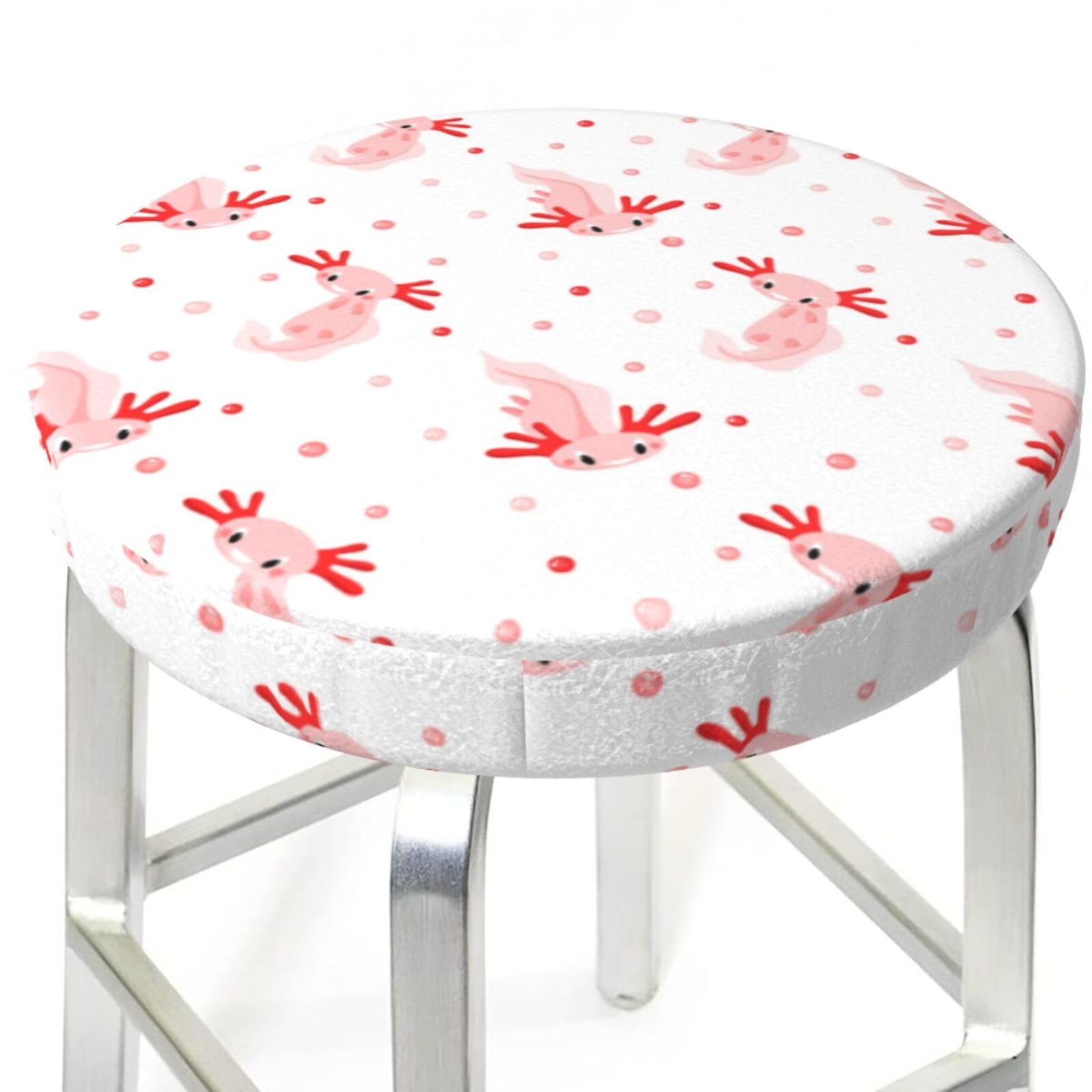 Cartoon Cute Axolotl Pink_A Round Bar Stool Seat Covers, Elastic Round ...