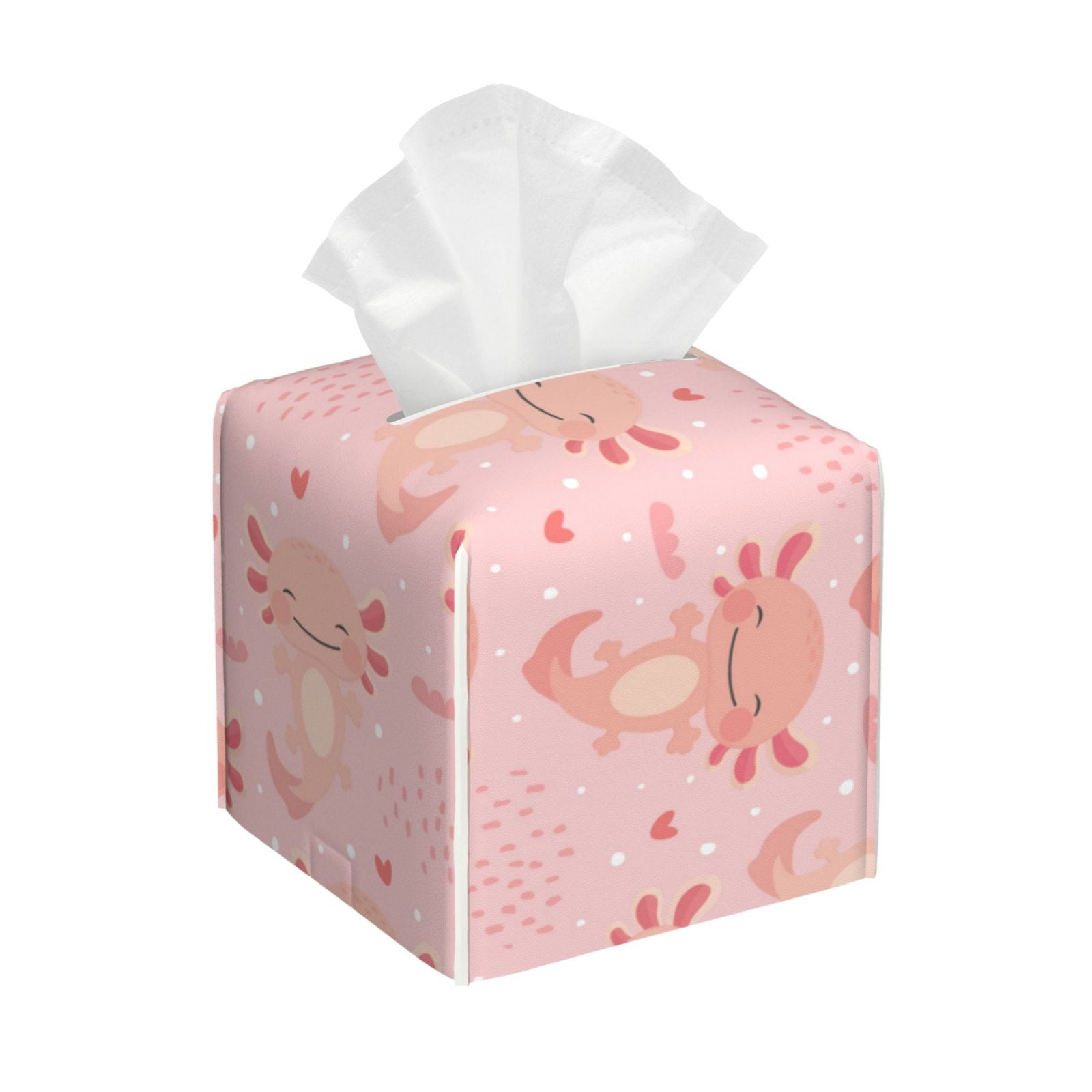 Cartoon Cute Axolotl Pink Tissue Box Cover, Tissue Box Holder, Leather ...