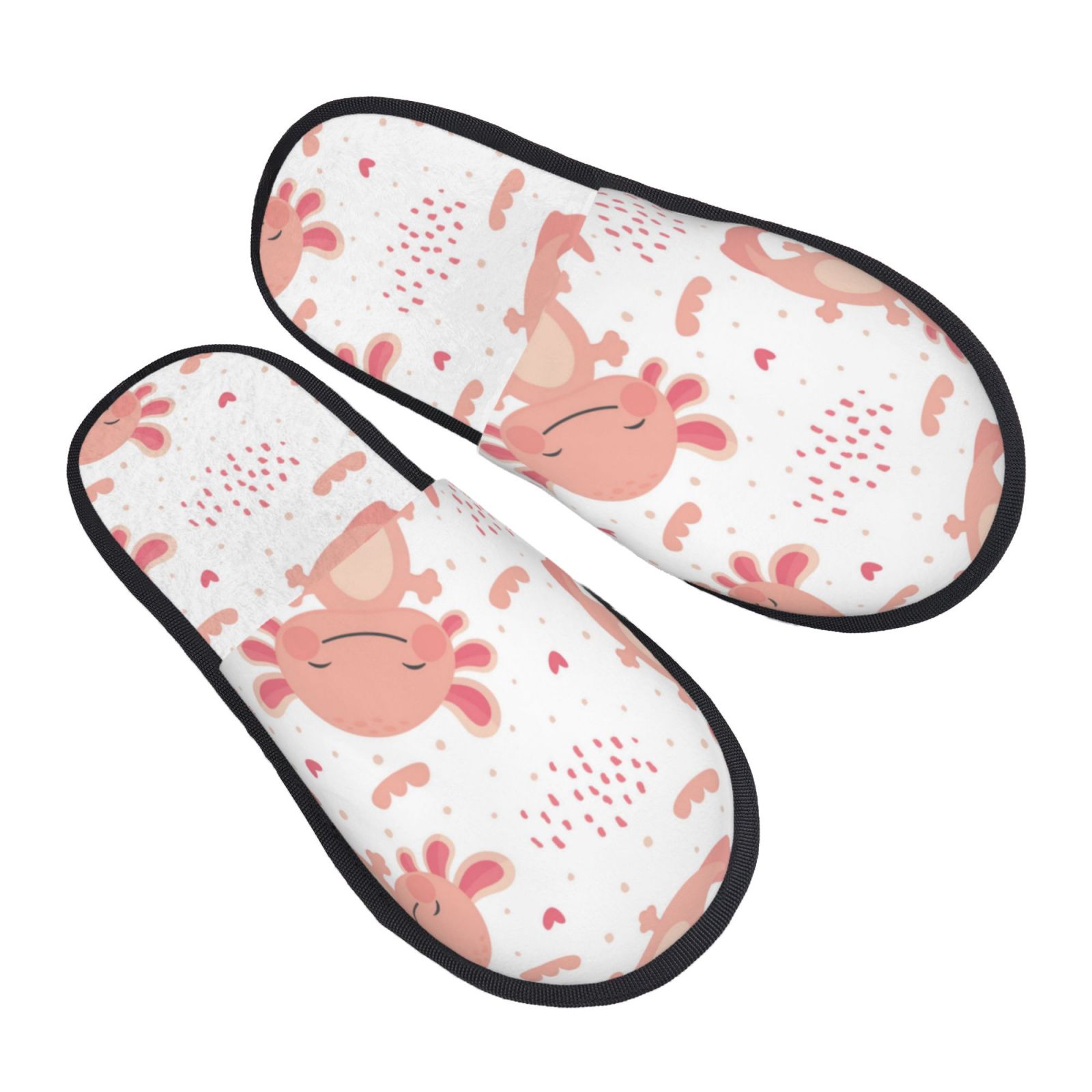 Cartoon Cute Axolotl White House Slippers for Women Indoor, Fuzzy Warm ...