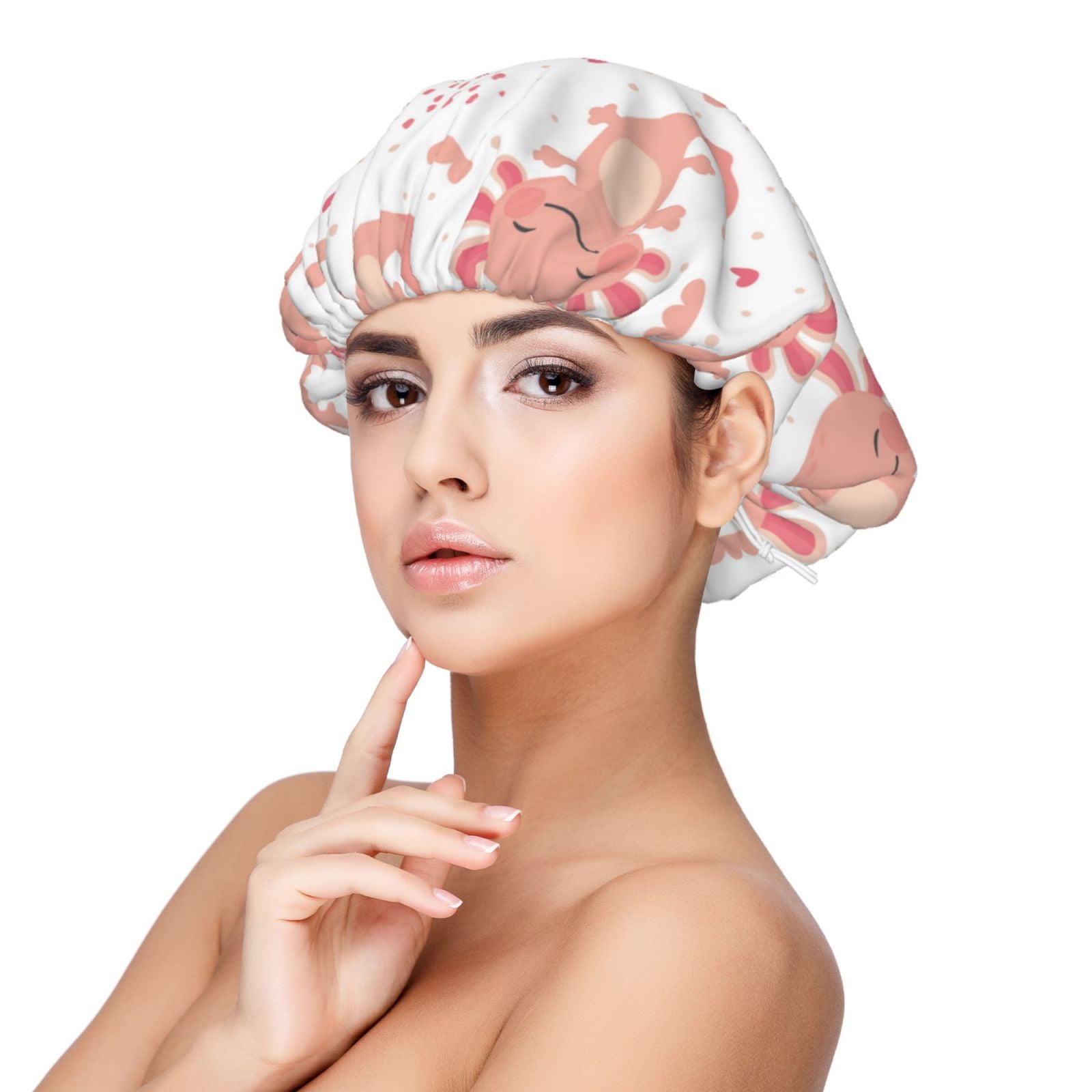 Cartoon Cute Axolotl White Silk Bonnet for Sleeping Women Men ...