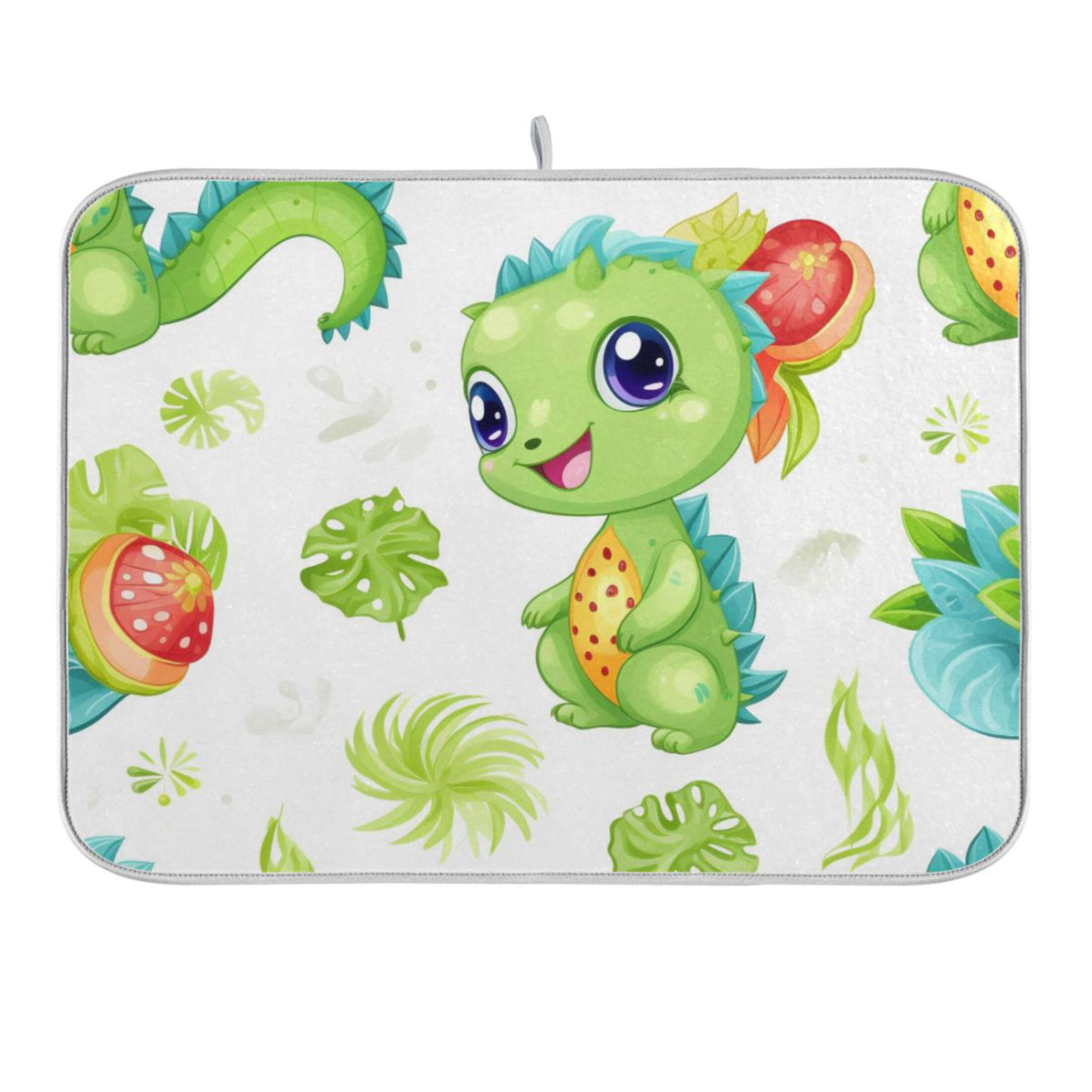 Cartoon Cute Baby Dinosaur Dish Drying Mat for Kitchen Counter 18x24 In ...