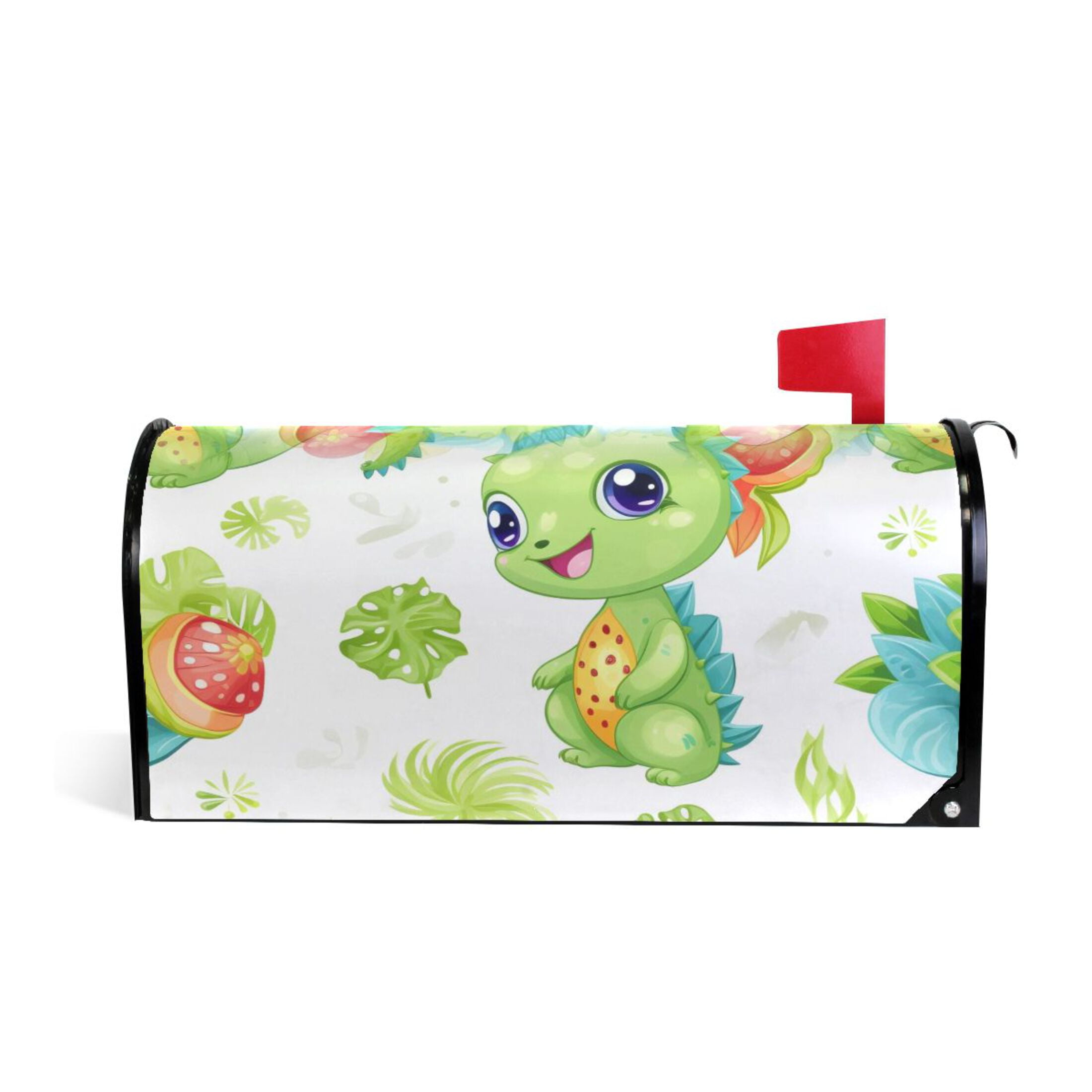 Cartoon Cute Baby Dinosaur Mailbox Covers Magnetic Post Box Cover Wraps ...