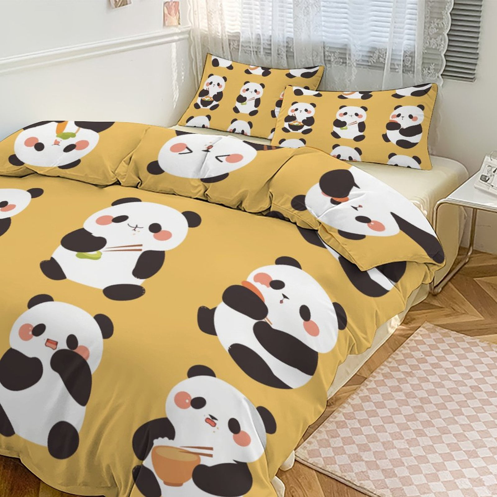 Cartoon Cute Bear 3 Pcs Soft Bedding Set, Includes 1 Duvet Cover with ...