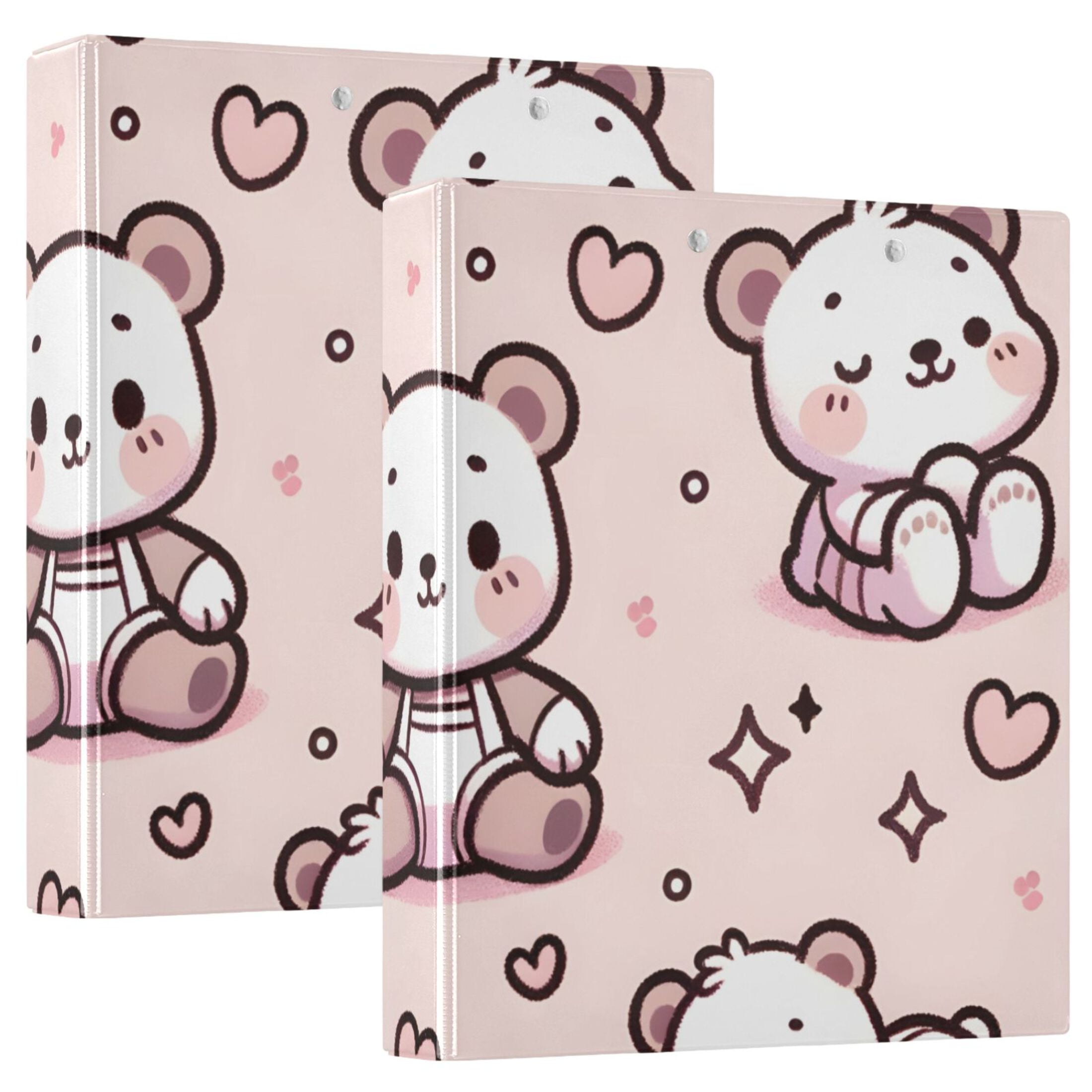 Cartoon Cute Bear Hardcover 3 Ring Binder 1.5 inch Round Rings with ...