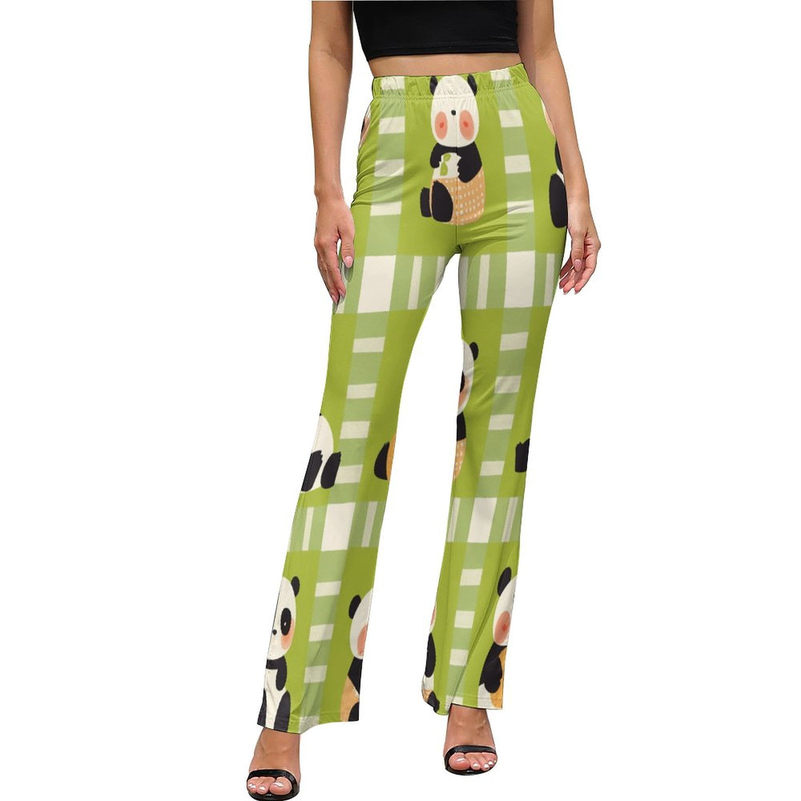Cartoon Cute Bear High Waisted Casual Flared Trousers Summer Home Pants ...