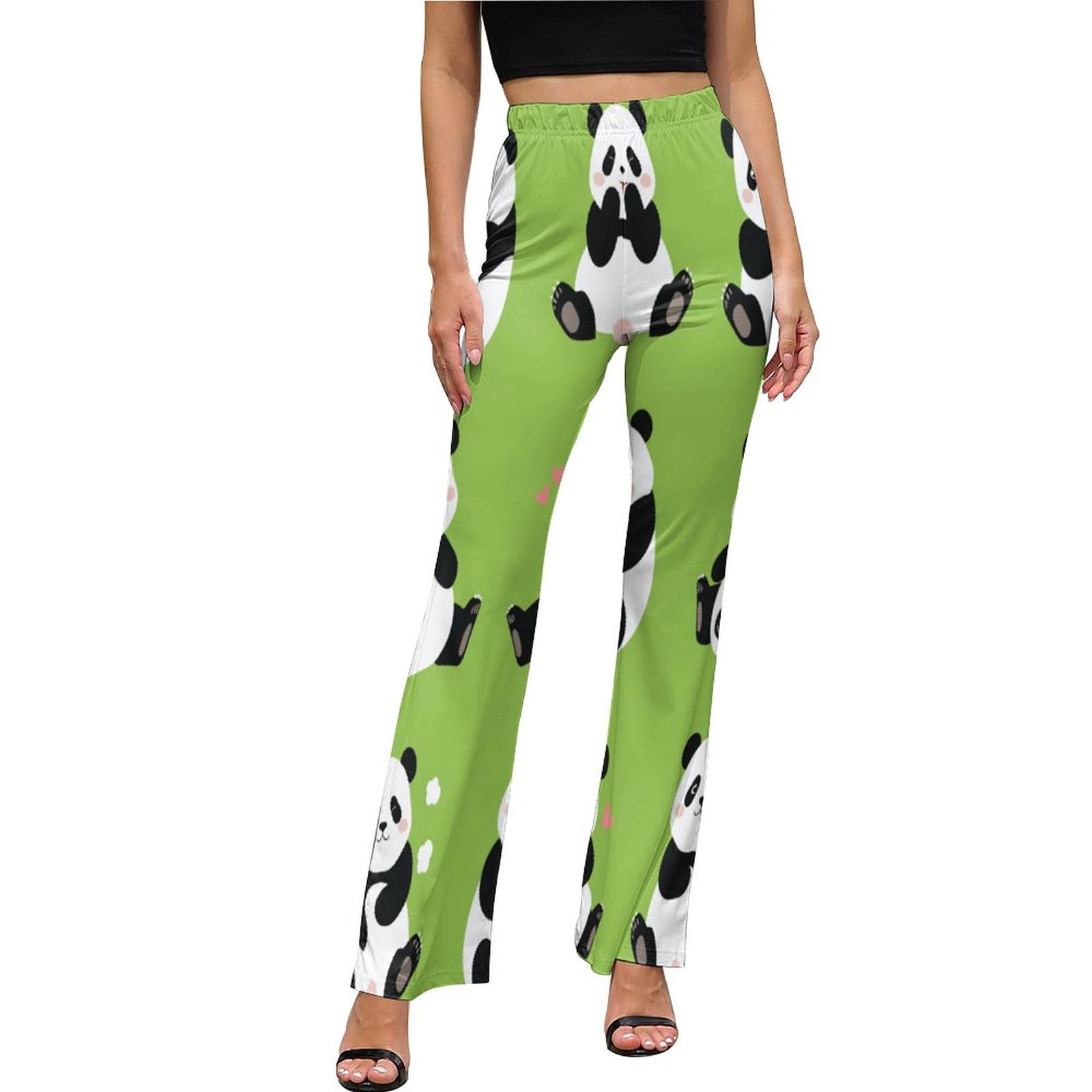 Cartoon Cute Bear High Waisted Casual Flared Trousers Summer Home Pants ...