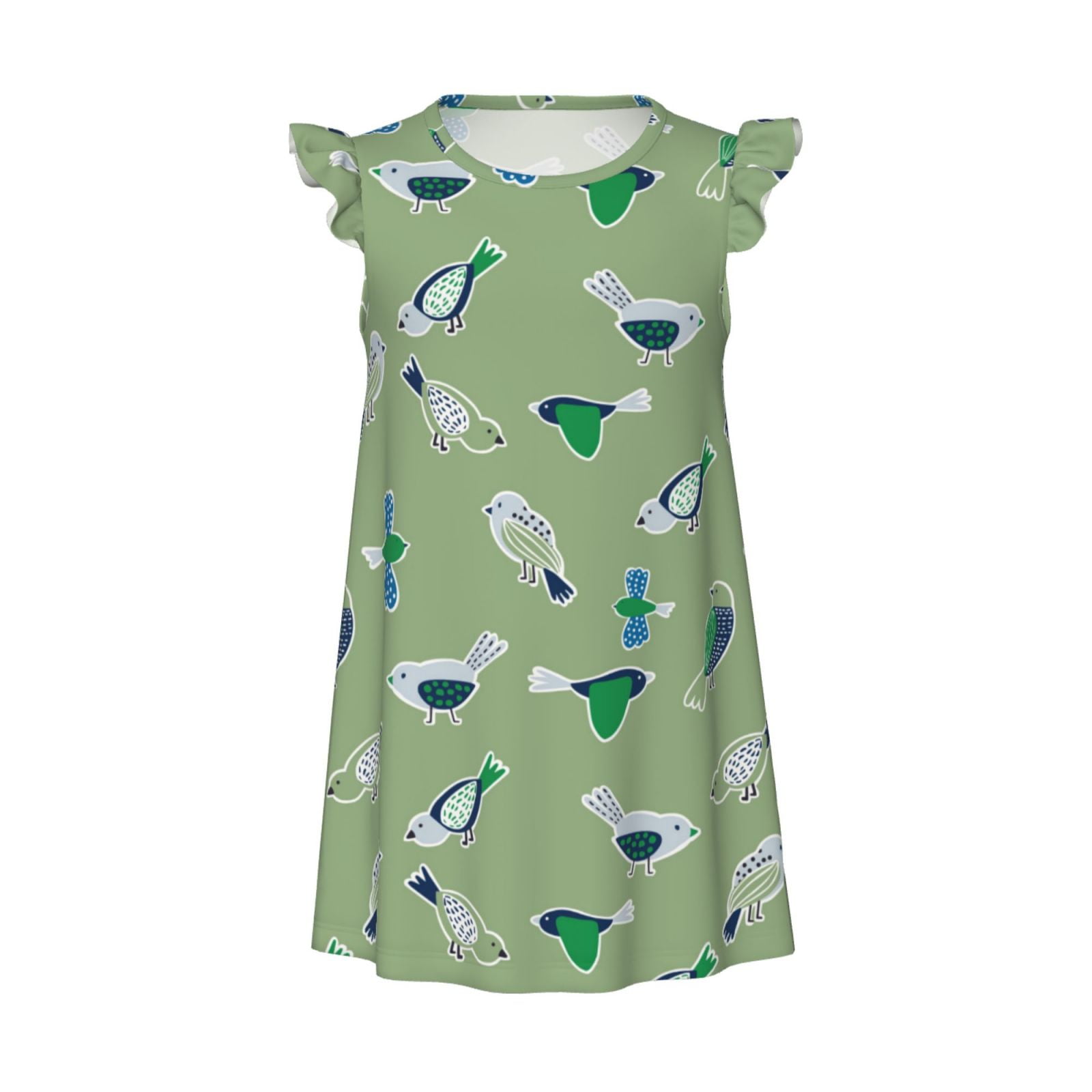 Cartoon Cute Bird Green Girls Nightgowns, Pajamas for Girls, Soft ...