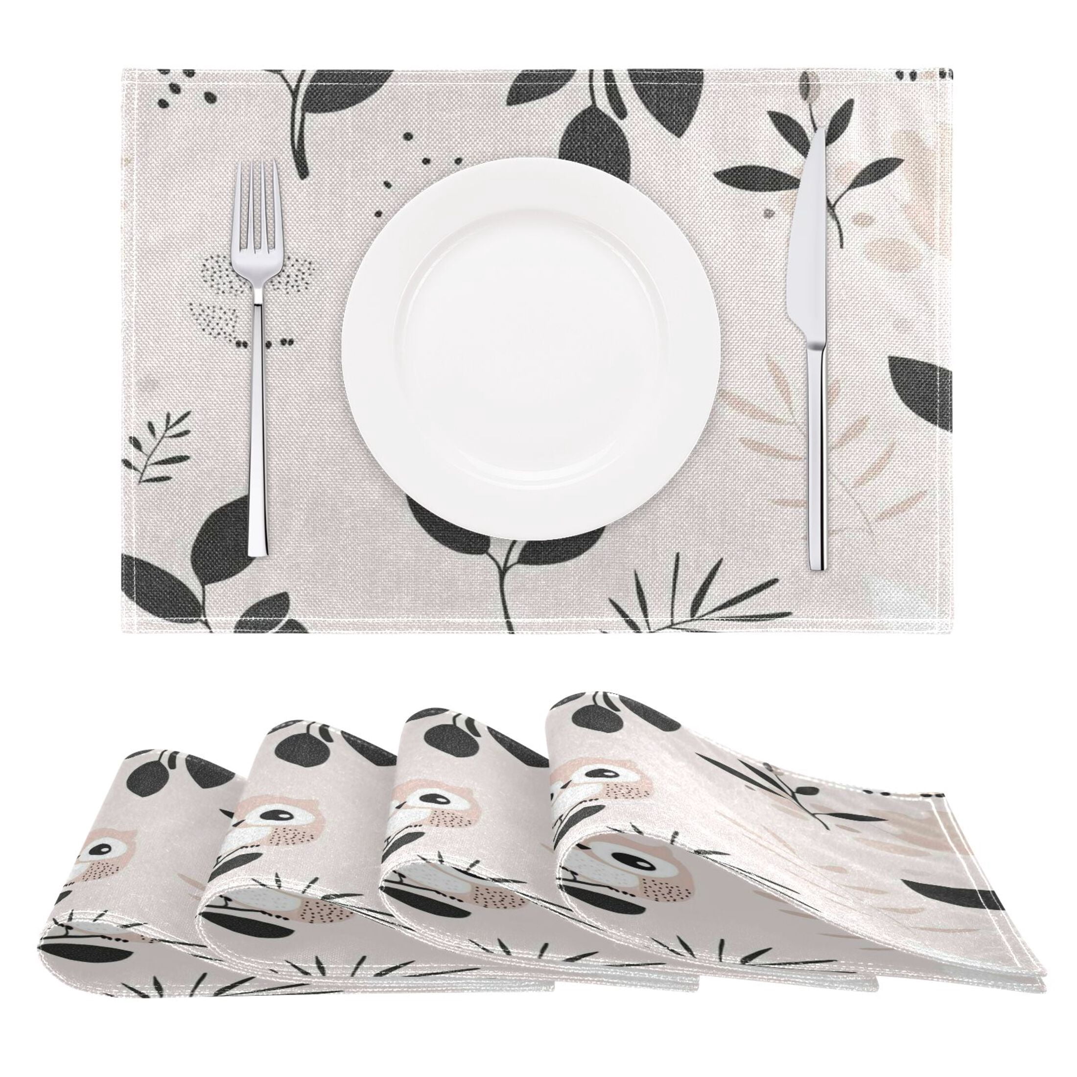 Cartoon Cute Bird Reversible Placemat Set of 4 Non Slip Coffee Mats ...