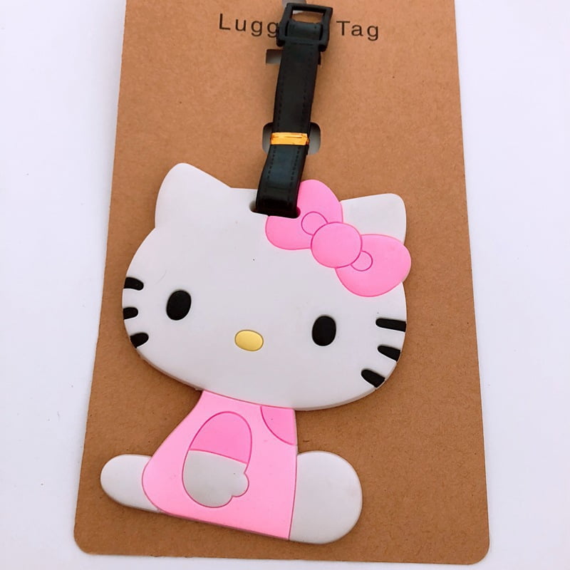 Cartoon Cute Black Leather KT Hello Kitty Luggage Tag Suitcase Luggage Tag Luggage Pendant ...