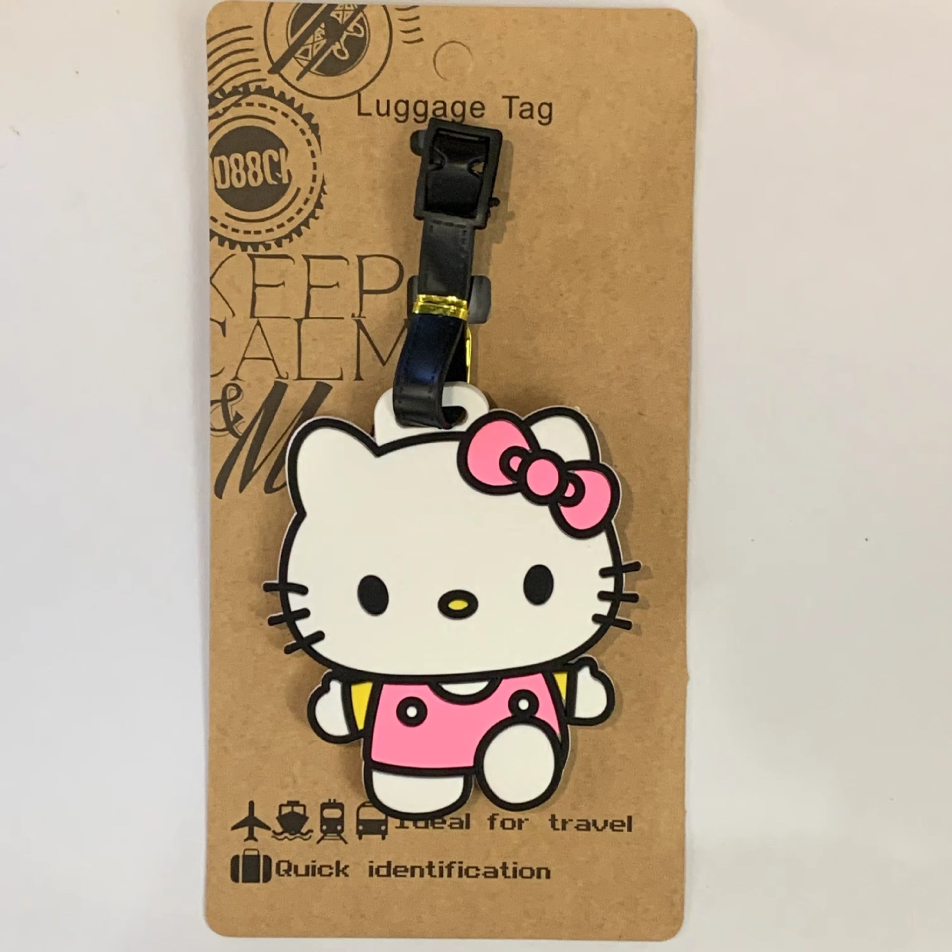 Cartoon Cute Black Leather KT Hello Kitty Luggage Tag Suitcase Luggage Tag Luggage Pendant ...