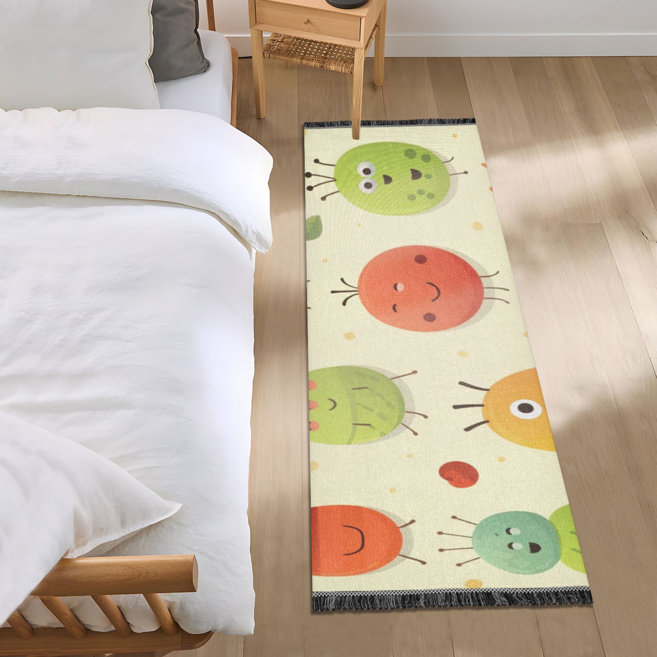 Cartoon Cute Bug Runner Area Rug 2x6 Soft Non-Slip Washable Bedside ...