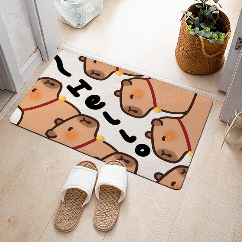 Cartoon Cute Capibala Floor Mat Household Short Pile Carpet Bathroom ...