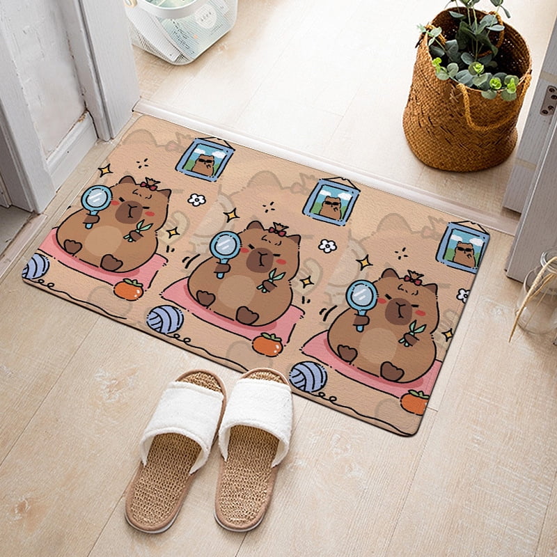 Cartoon Cute Capibala Floor Mat Household Short Pile Carpet Bathroom ...