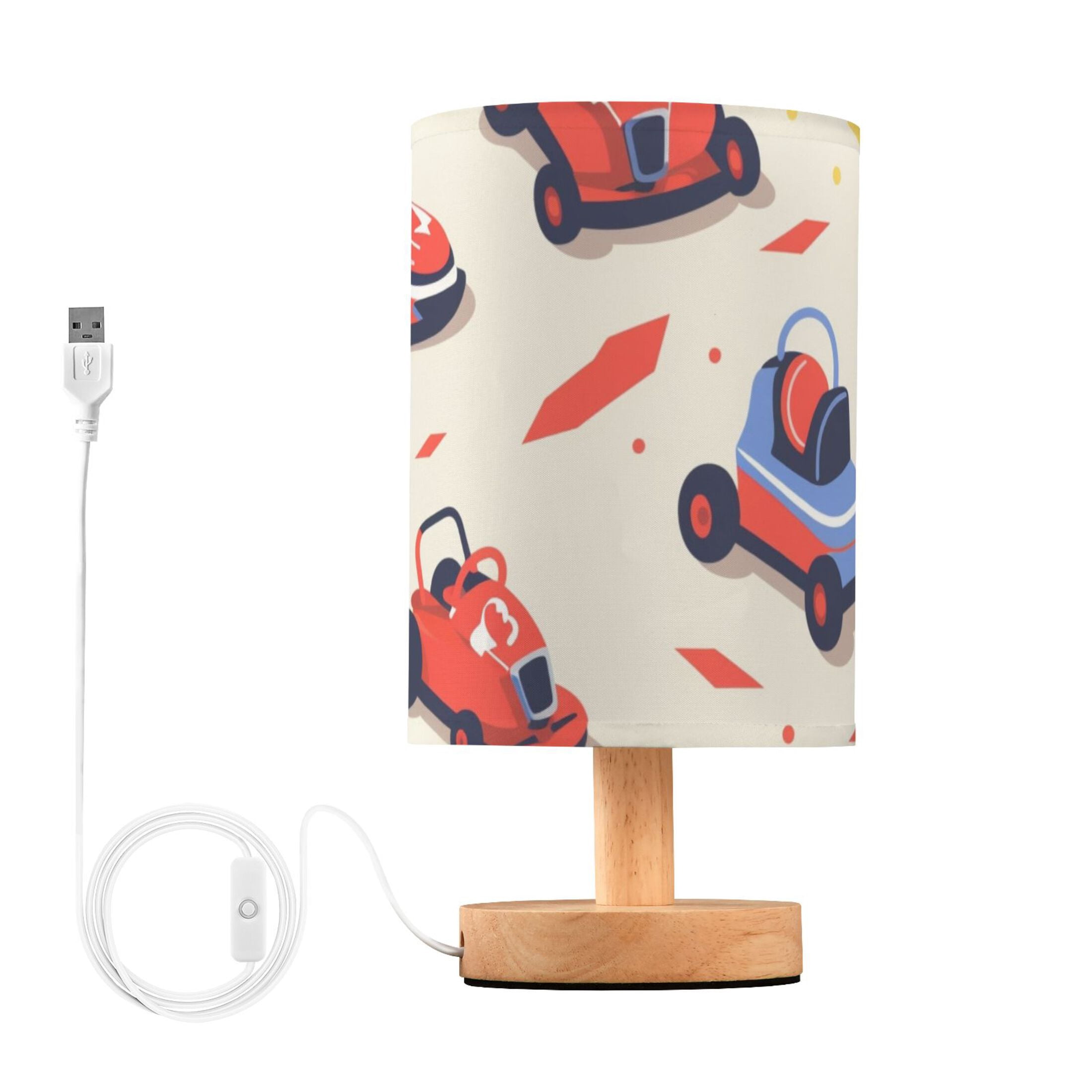 Cartoon Cute Cars Bedside Table Lamp LED Warm Lights with USB Charging ...