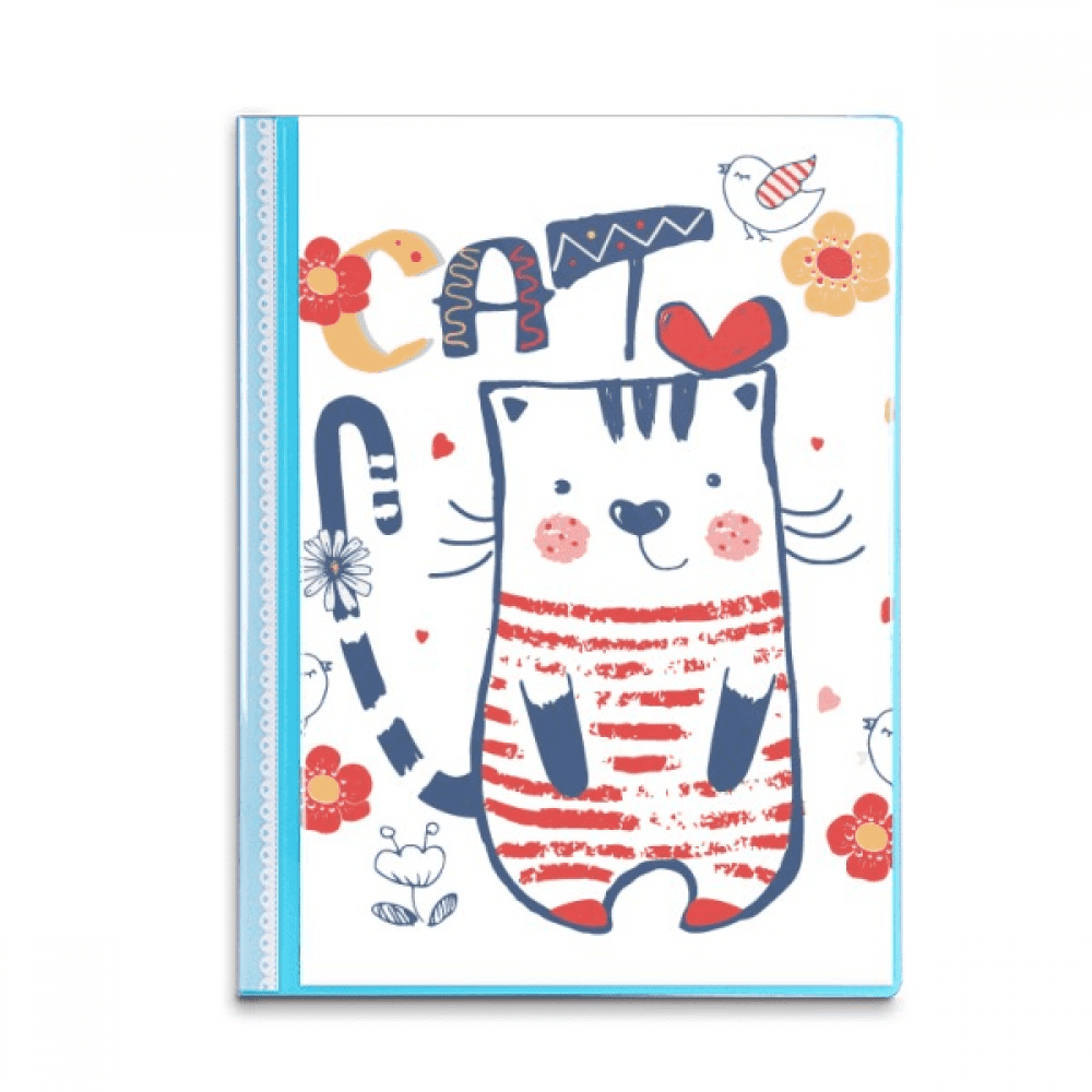 Cartoon Cute Cat Bird Flower Drawing Book Sheet Protectors Portfolio ...
