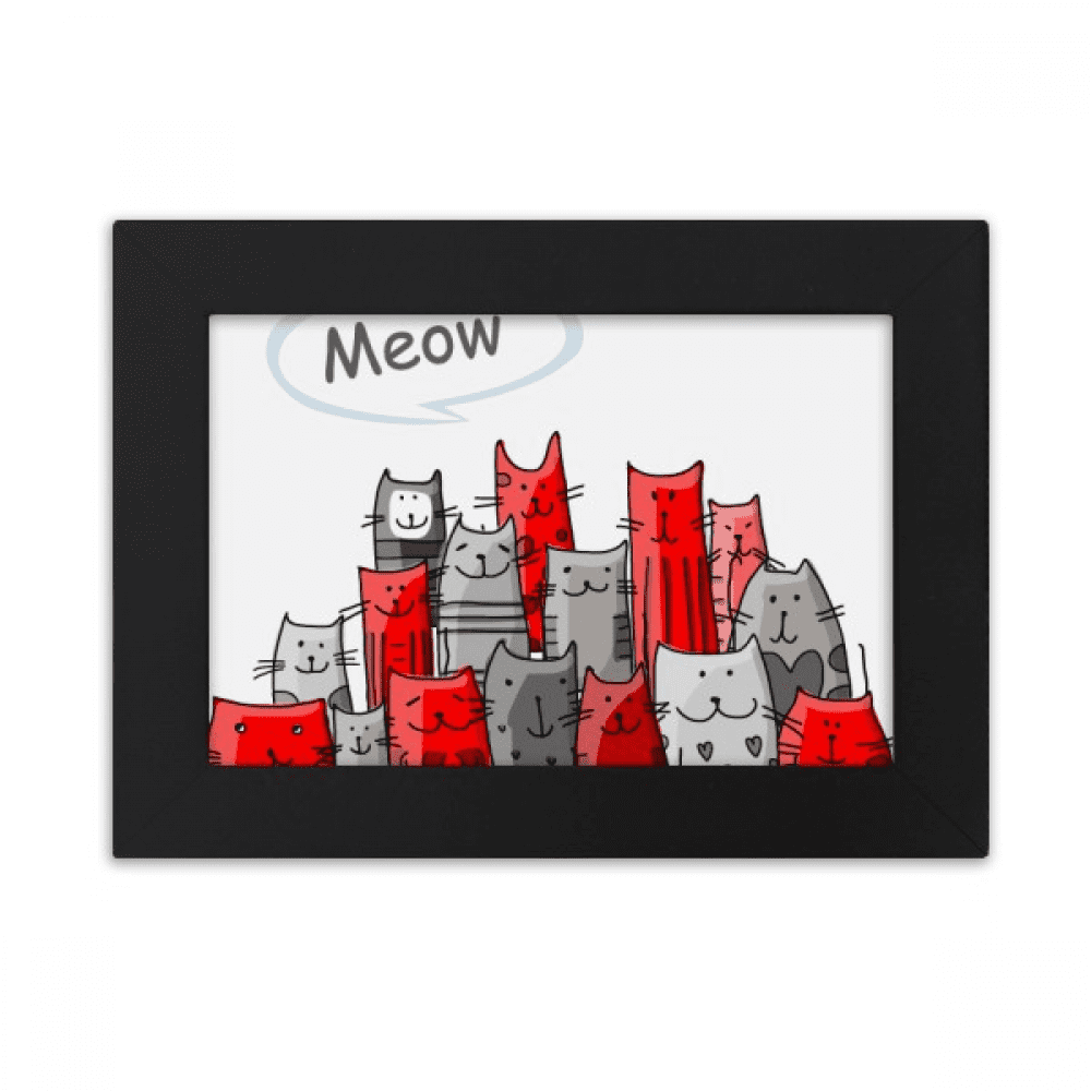 Cartoon Cute Cat Mewing Protect Animal Pet Lover Desktop Photo Frame ...