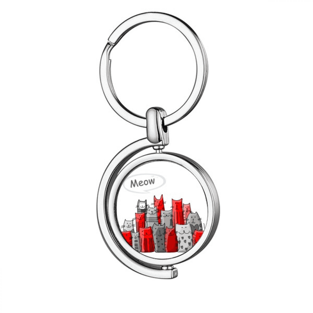 Cartoon Cute Cat Mewing Protect Animal Pet Lover Rotating Keychain ...