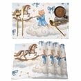 Cartoon Cute Cat Placemats Set of 8 Blue Bow Knot Train Cloud Star ...