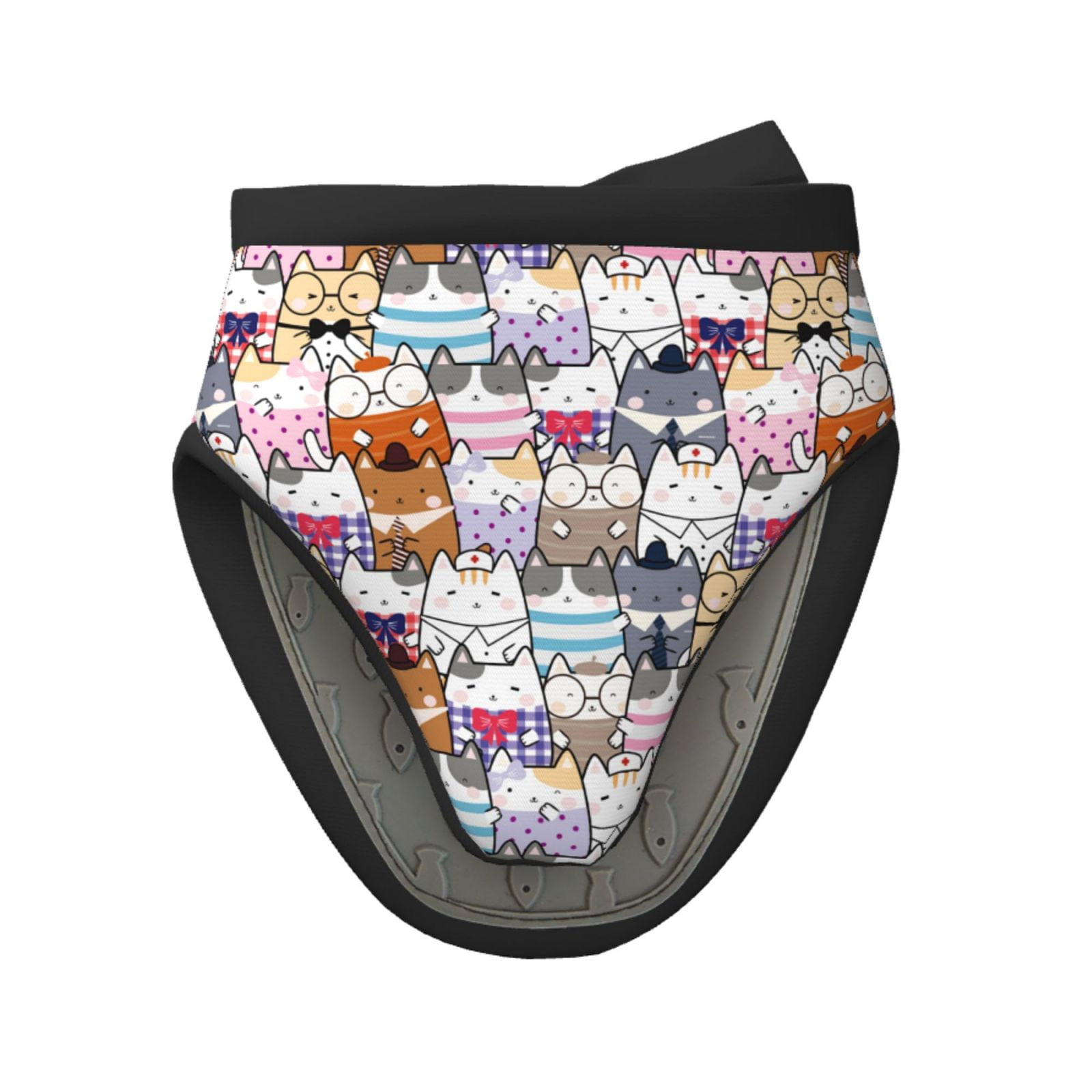 Cartoon Cute Cat With Glasses Oven Mitts Heat Resistant - Soft Lining ...