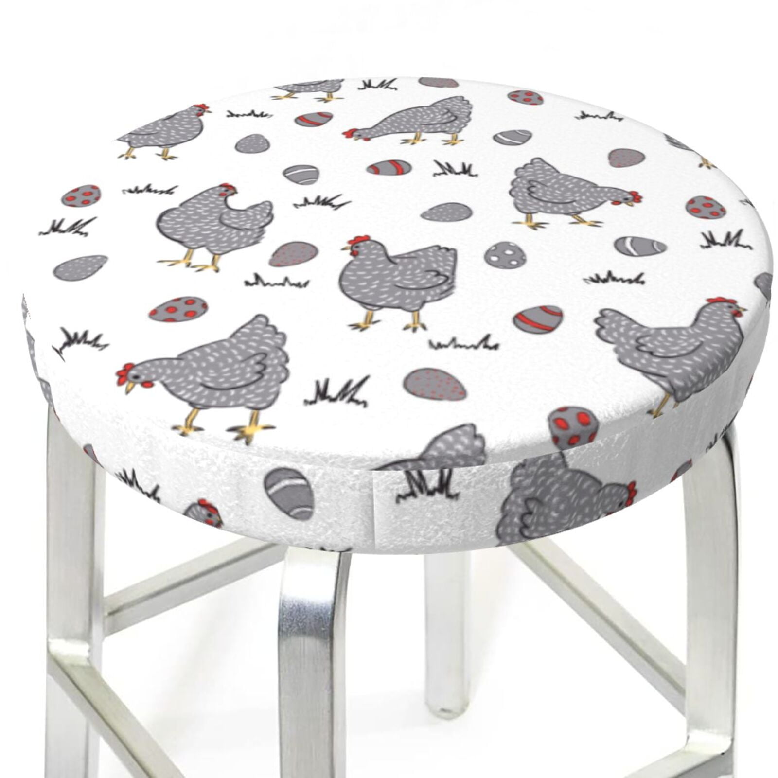Cartoon Cute Chicken Egg Gray Bar Stool Covers Round - Washable Round ...
