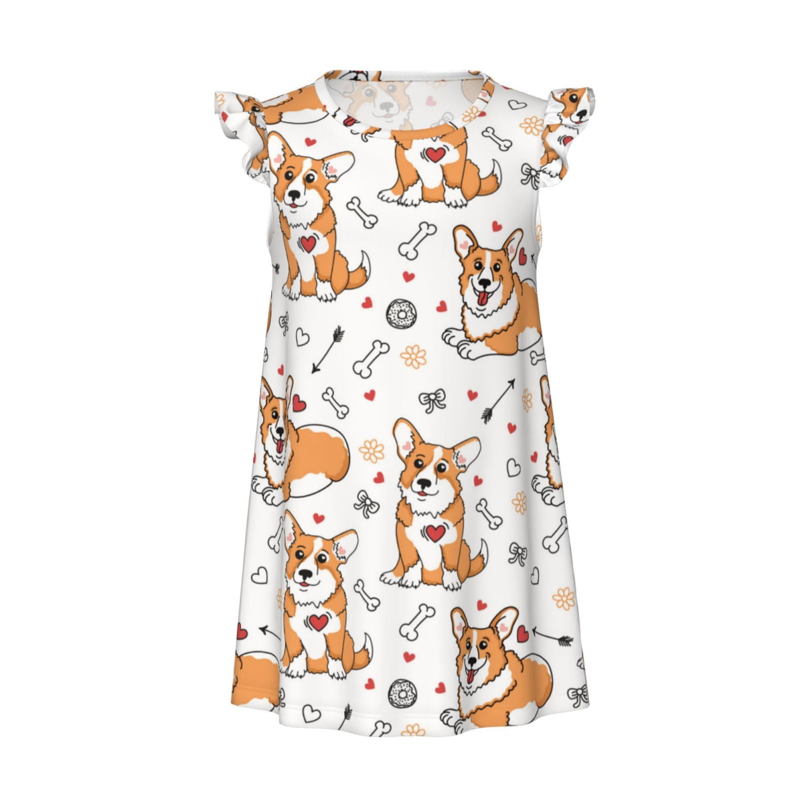 Cartoon Cute Corgi Dog Love Girls Nightgowns, Pajamas for Girls, Soft ...