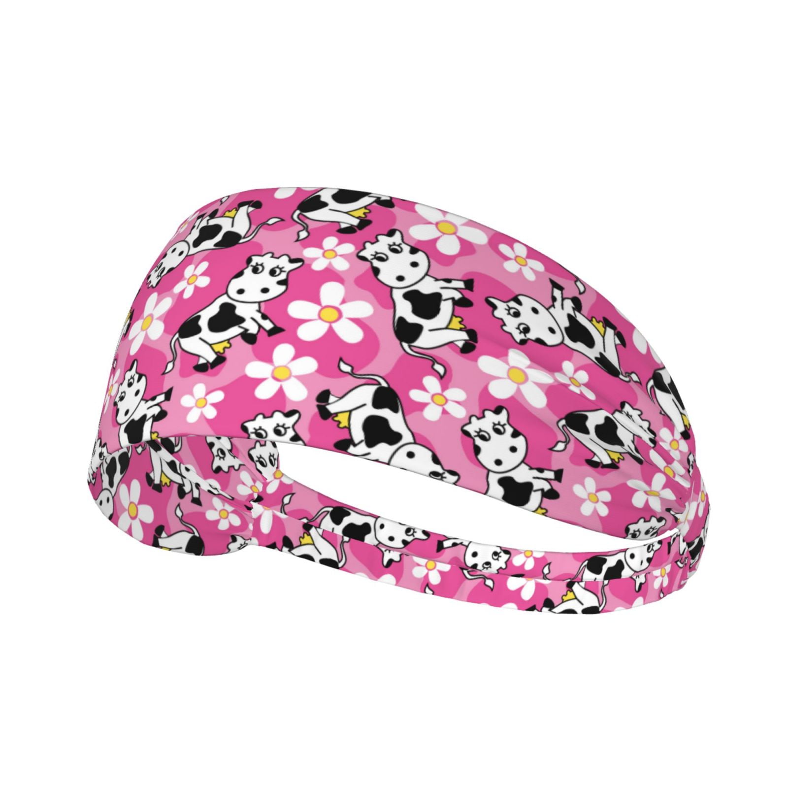 Cartoon Cute Cow Flower Pink Sweat Band Sports Headbands for Men ...