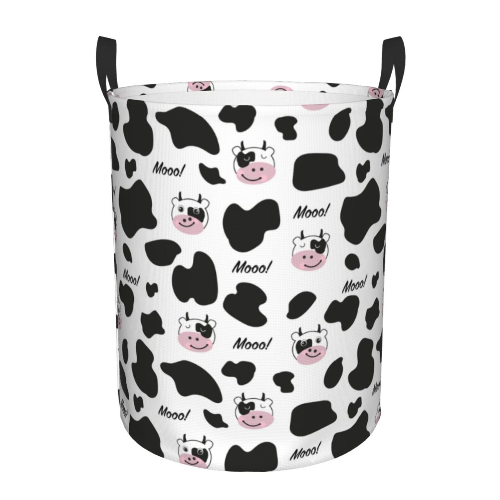 Cartoon Cute Cow Print Cow Head Round Laundry Basket, Laundry Hamper ...