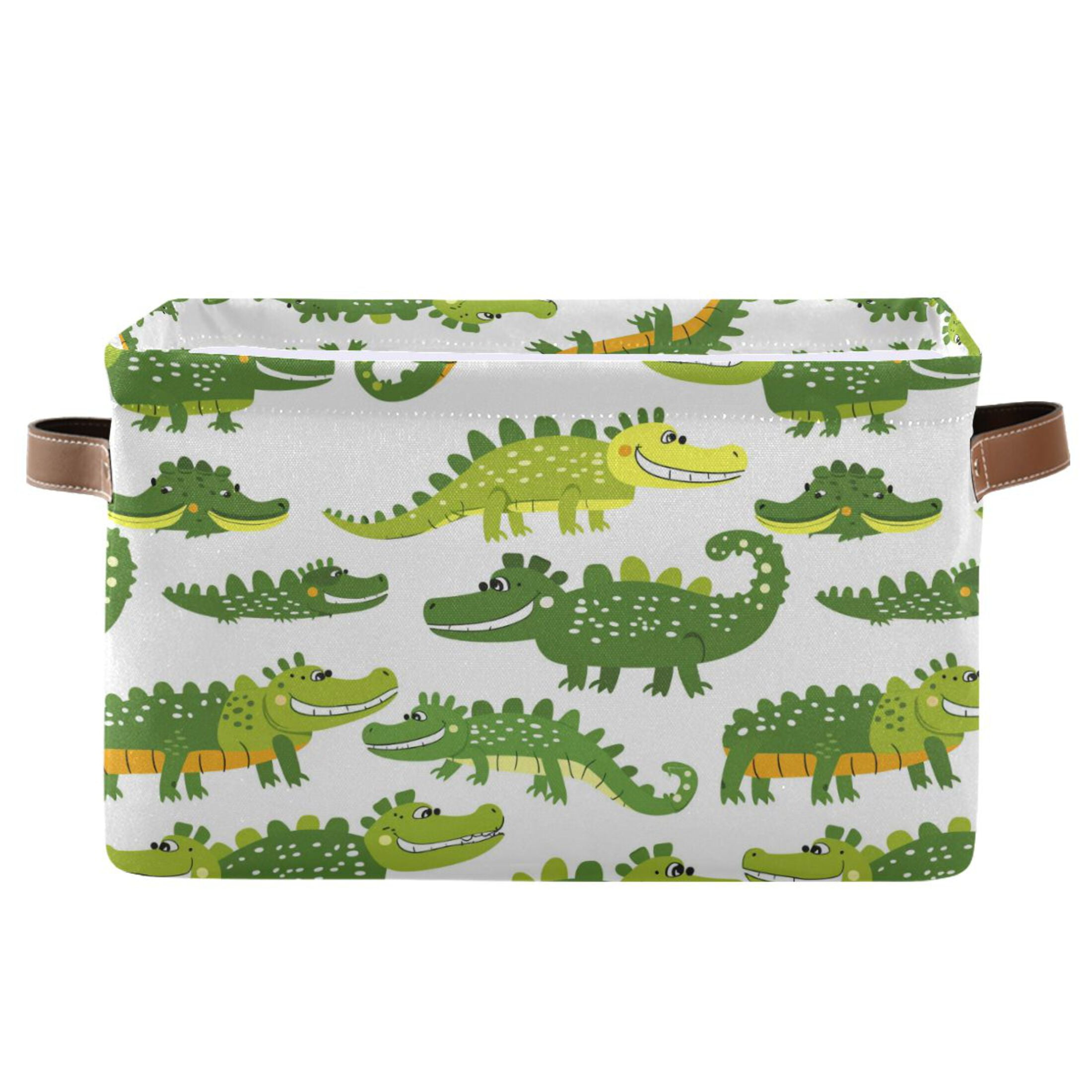 Cartoon Cute Crocodile Storage Bins with Handle Fabric Organizer Basket Foldable Box 1 Pack 14 ...