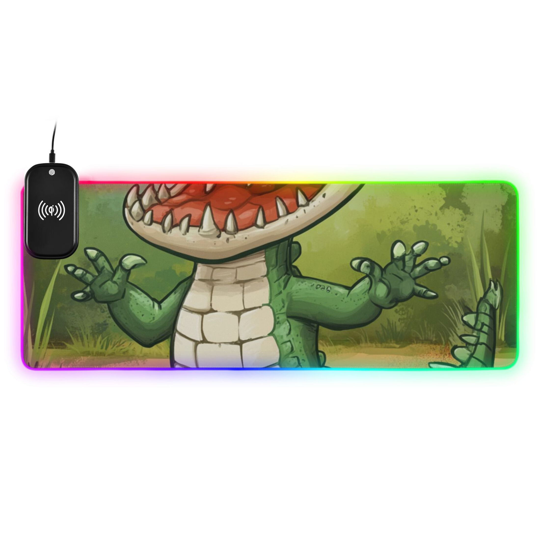 Cartoon Cute Crocodile Wireless Charging RGB Gaming Mouse Pad Large ...