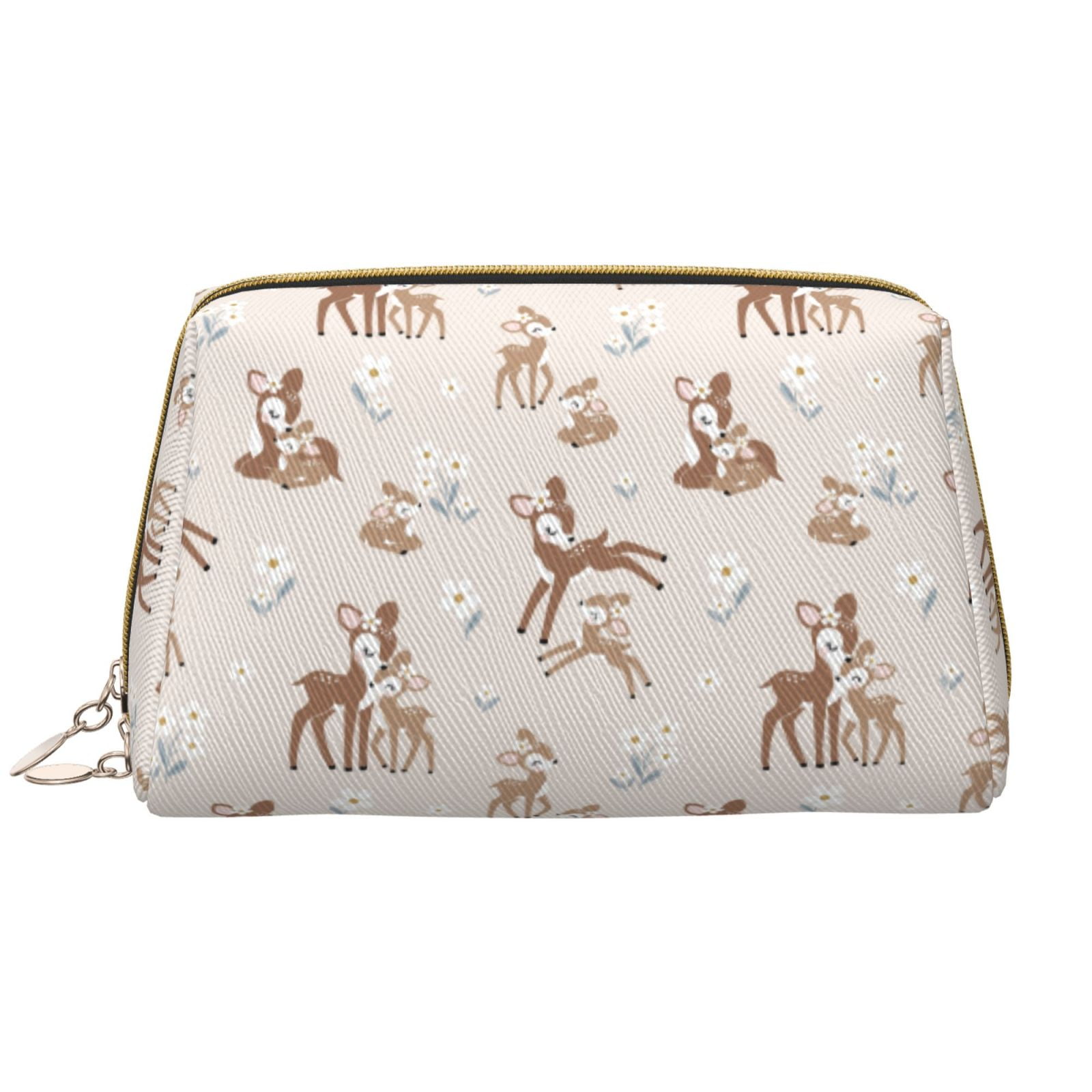Cartoon Cute Deer Daisy Makeup Bag, Large Capacity Cosmetic Bag ...
