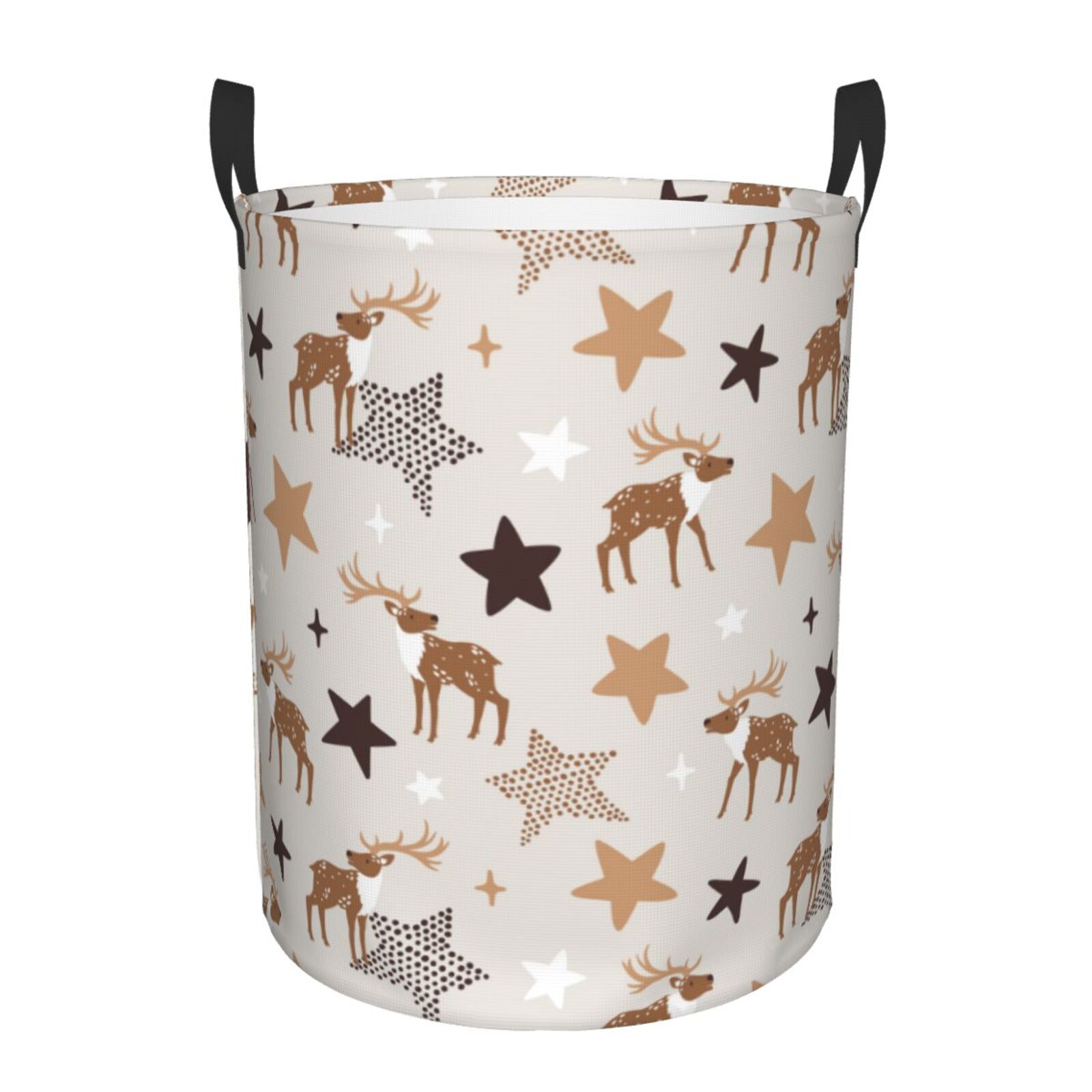 Cartoon Cute Deer Stars Round Laundry Basket, Laundry Hamper with ...