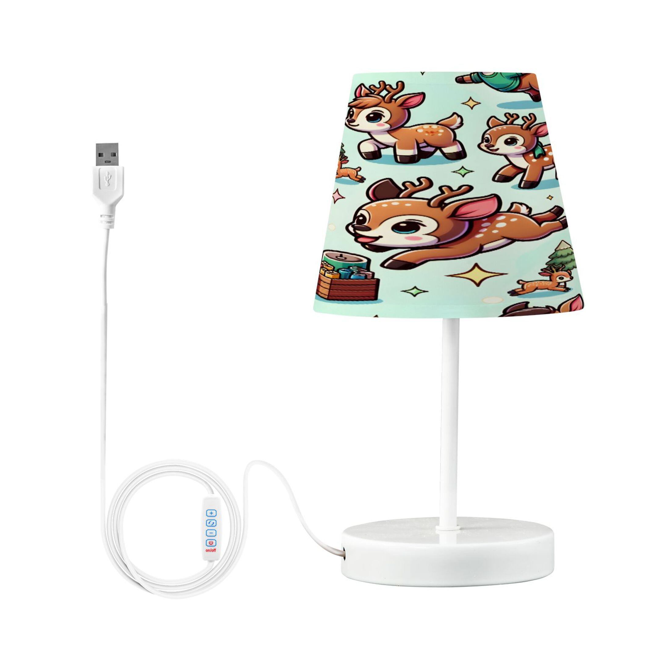 Cartoon Cute Deer and Tree Desk Lamp LED Table Nightstand Lamps with 3 ...
