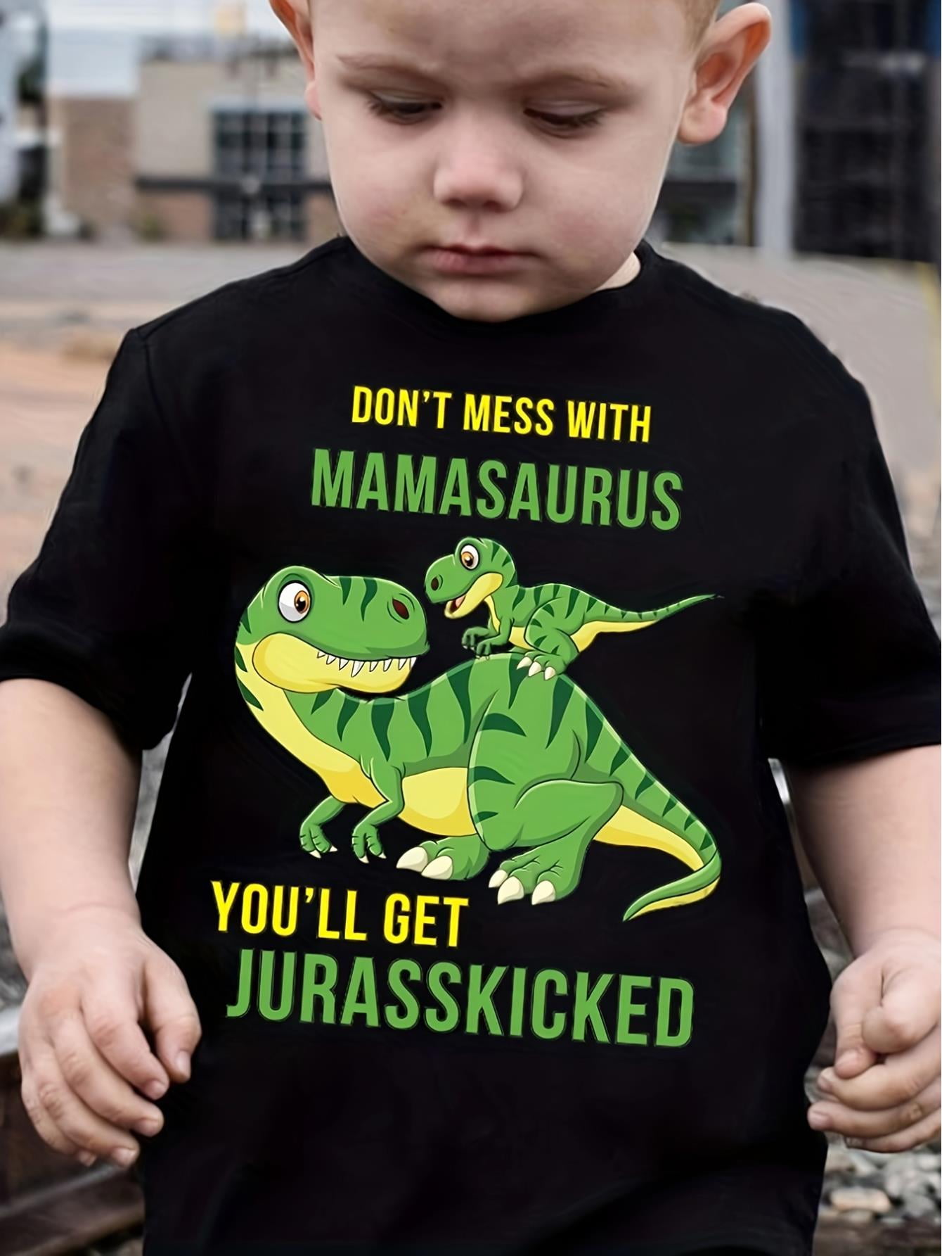 Cartoon Cute Dinosaur Print T-Shirts For Boys - Cool, Lightweight And ...