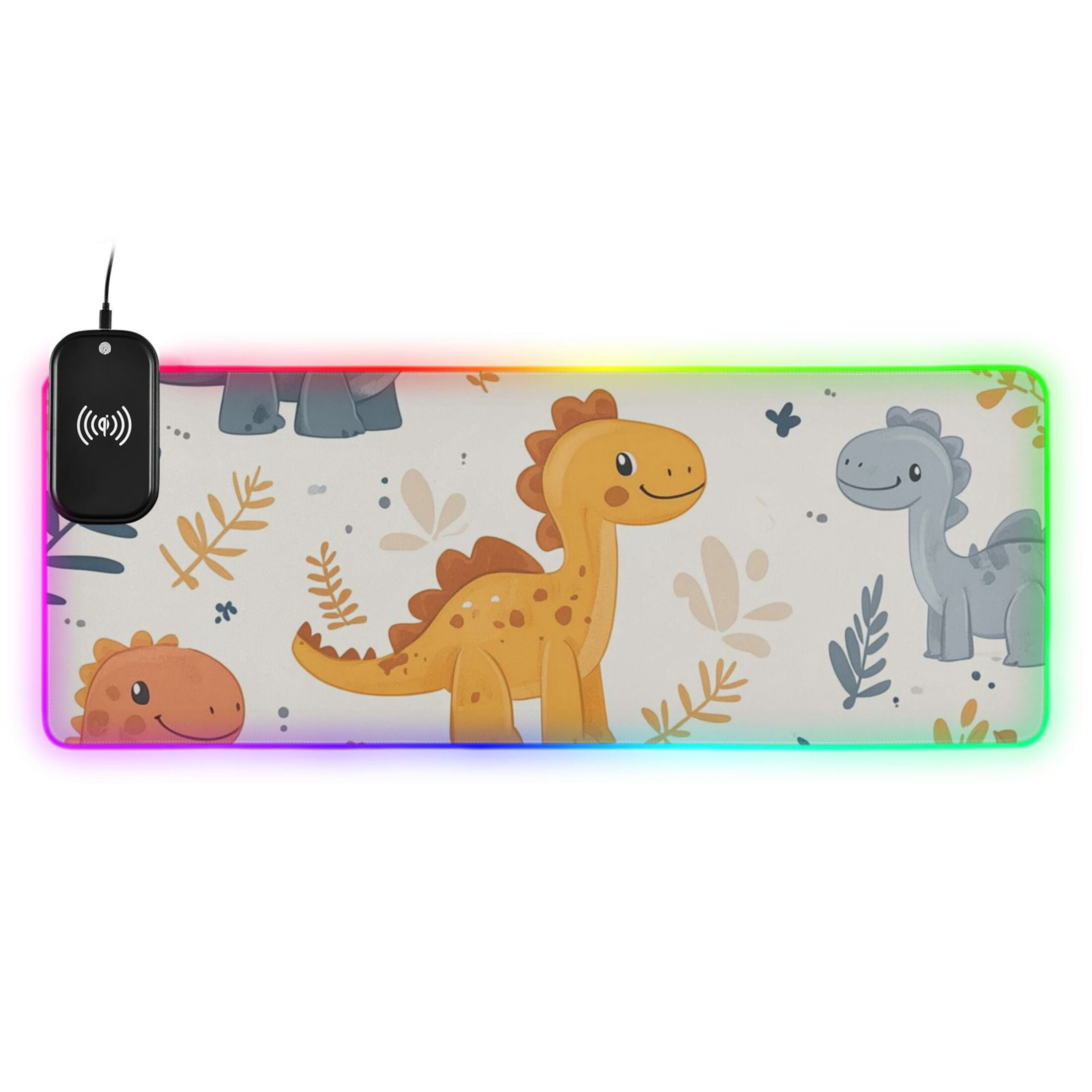 Cartoon Cute Dinosaur Wireless Charging RGB Gaming Mouse Pad Large ...