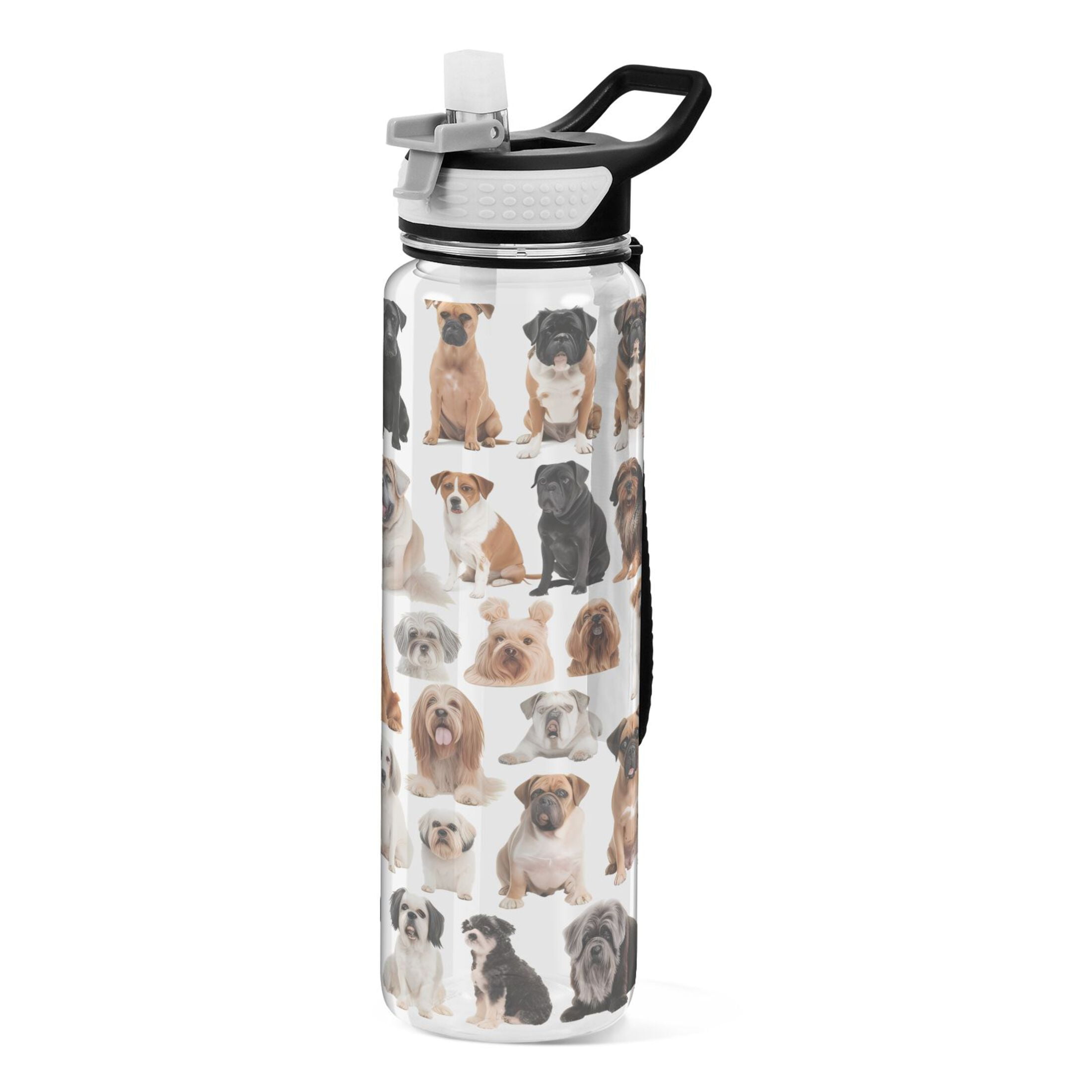 Cartoon Cute Dogs 32oz Sports Water Bottles Leakproof Tritan Bottle with Straw BPA Free Clear ...