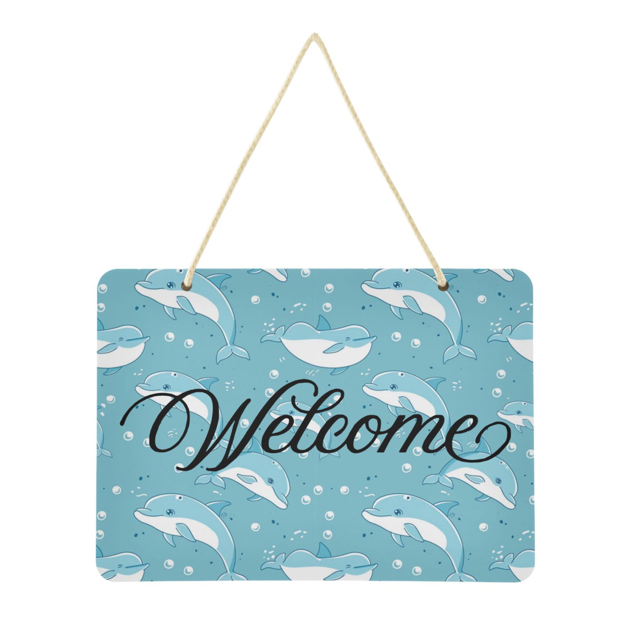 Cartoon Cute Dolphins Welcome Sign Front Door PVC 14x10 inch Hanger ...
