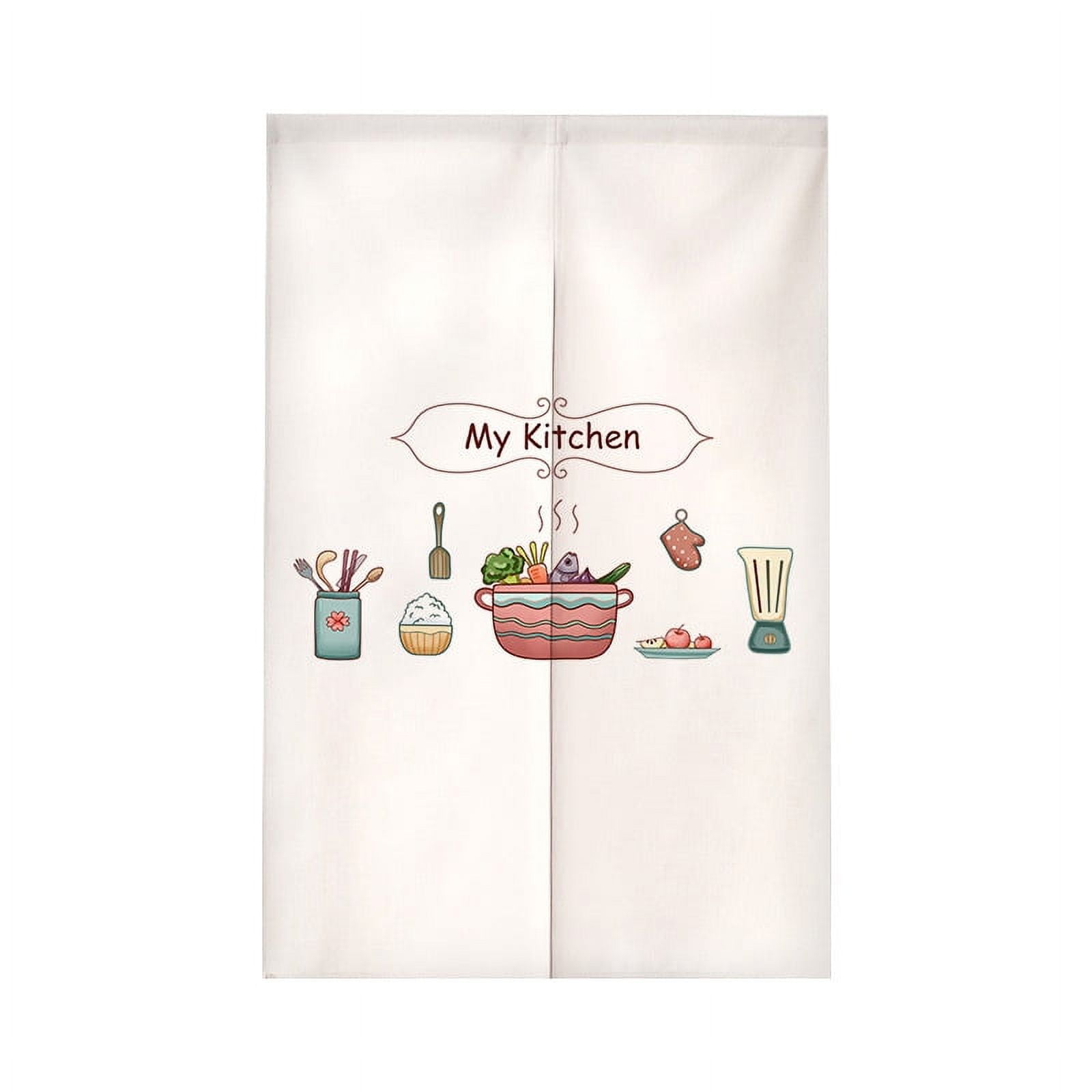 Cartoon Cute Door Curtain Cotton Linen Fabric Half Curtain Kitchen ...