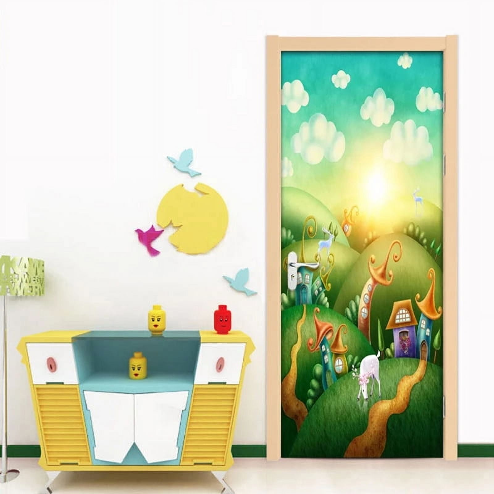 Cartoon Cute Door stickers Anime Wall Stickers for Kids Room Living ...