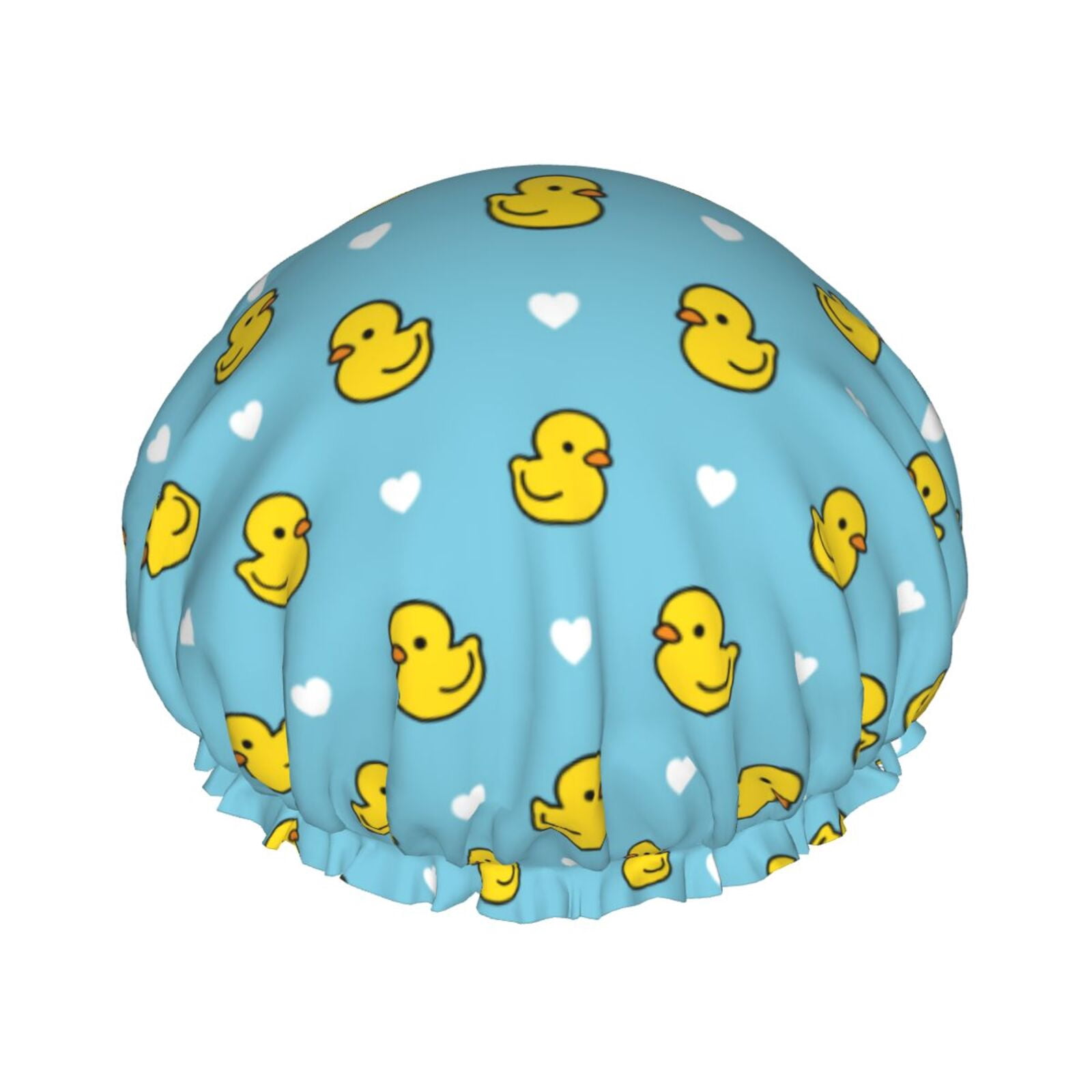 Cartoon Cute Duck Love Shower Cap for Women, Double Waterproof Layers ...