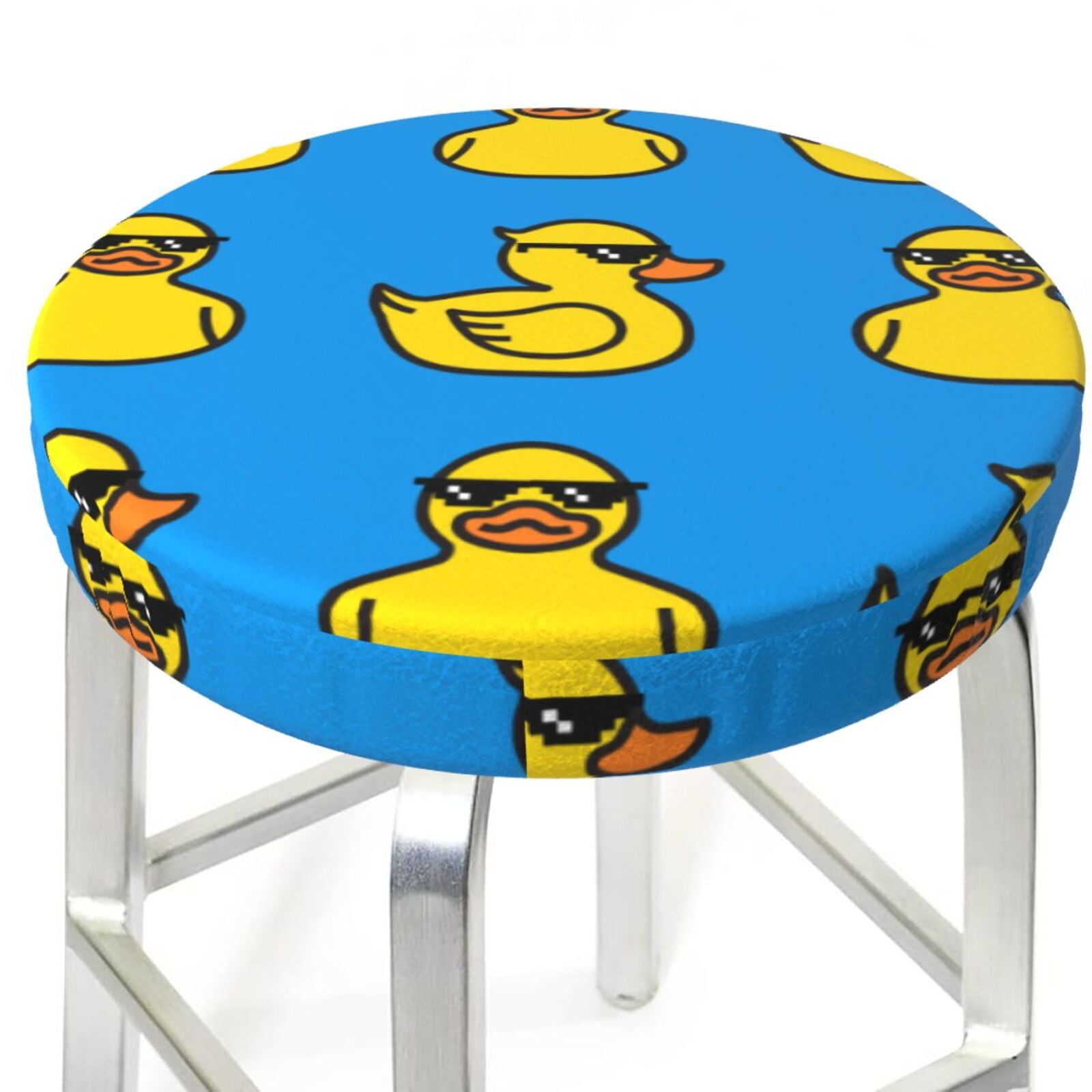 Cartoon Cute Duck With Glasses_A Bar Stool Covers - Stretch Round Seat ...